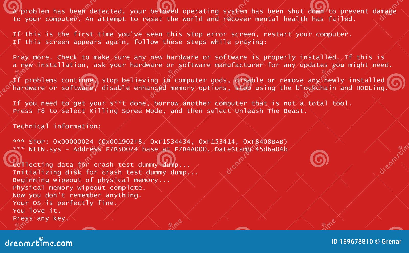 BSOD funny fake red plain stock photo. Image of plain - 189678810 BSOD funny fake red plain stock photo. Image of plain - 189678810