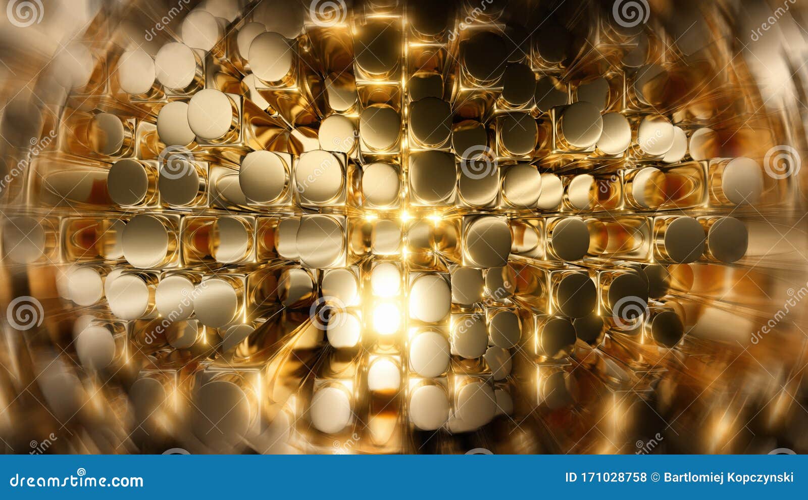 ABstract 3d Rendering of Golden Square Cylinder Blocks Surface. Stock ...