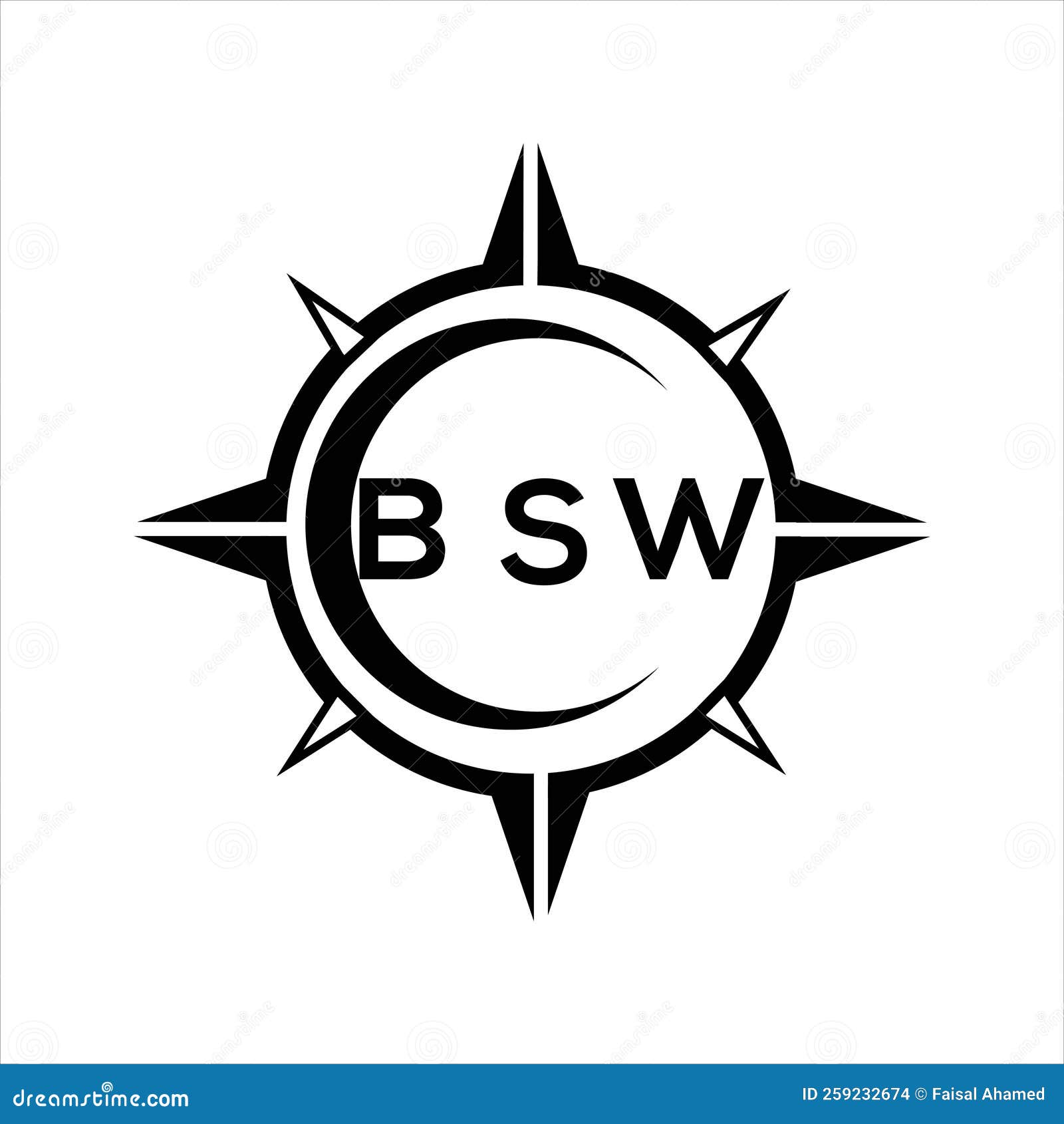 BSW Abstract Technology Circle Setting Logo Design on White Background ...