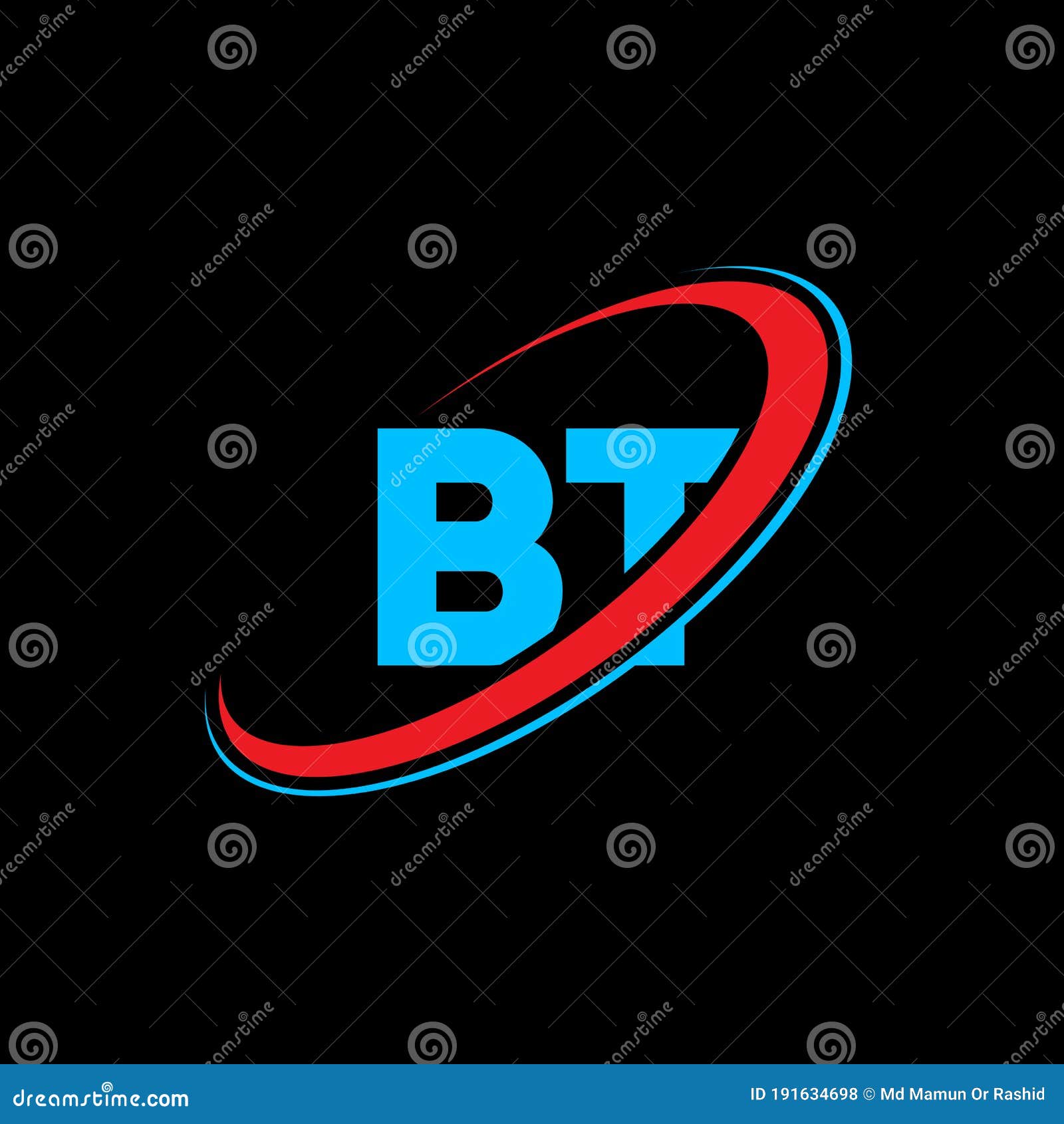 BT B T Letter Logo Design. Initial Letter BT Linked Circle Uppercase ...
