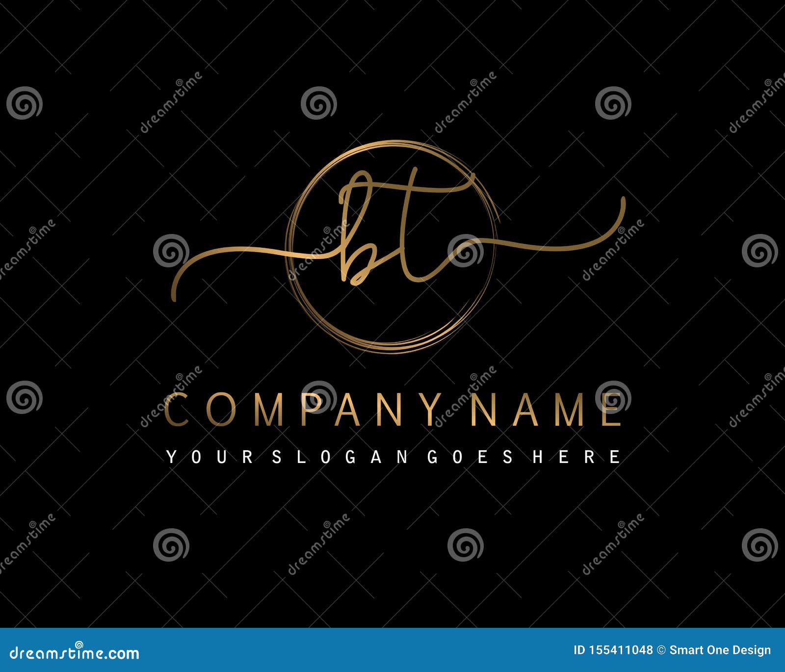 BT Initial Handwriting Logo Circle Template Vector Stock Vector ...