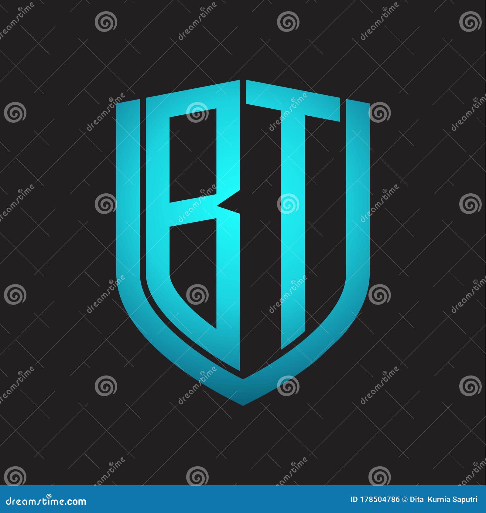 BT Logo Monogram with Emblem Shield Design Isolated with Blue Colors on ...