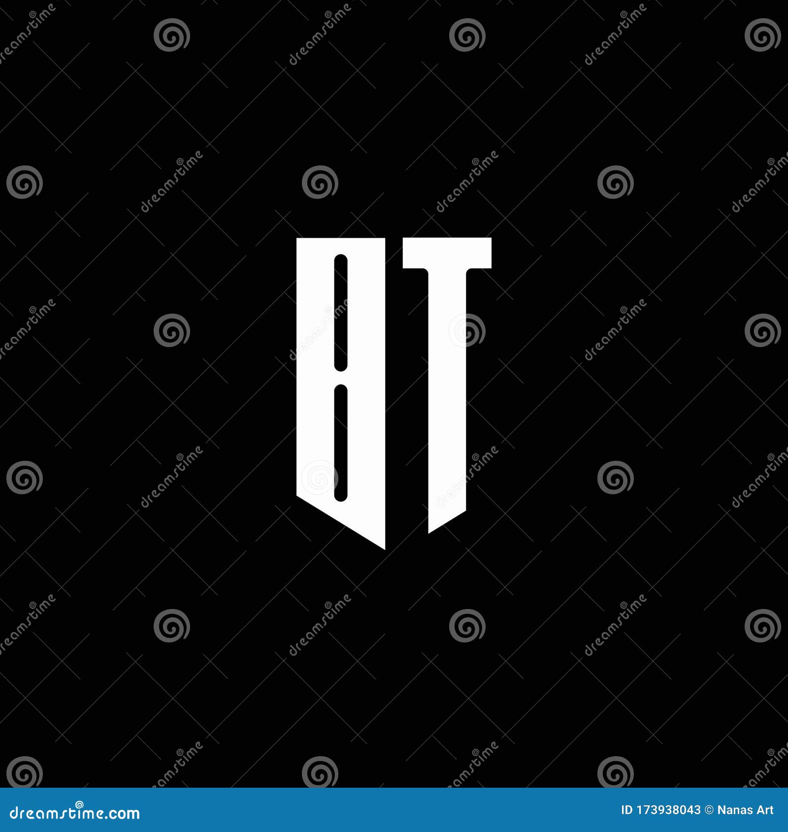 BT Logo Monogram with Emblem Style Isolated on Black Background Stock ...