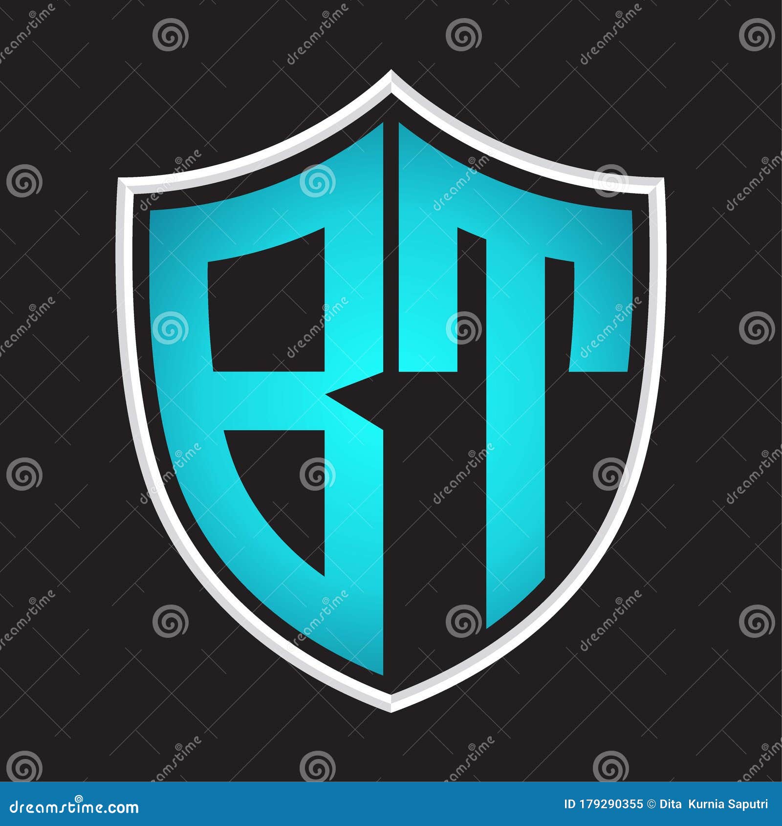 BT Logo Monogram with Shield Shape Isolated Blue Colors on Outline ...