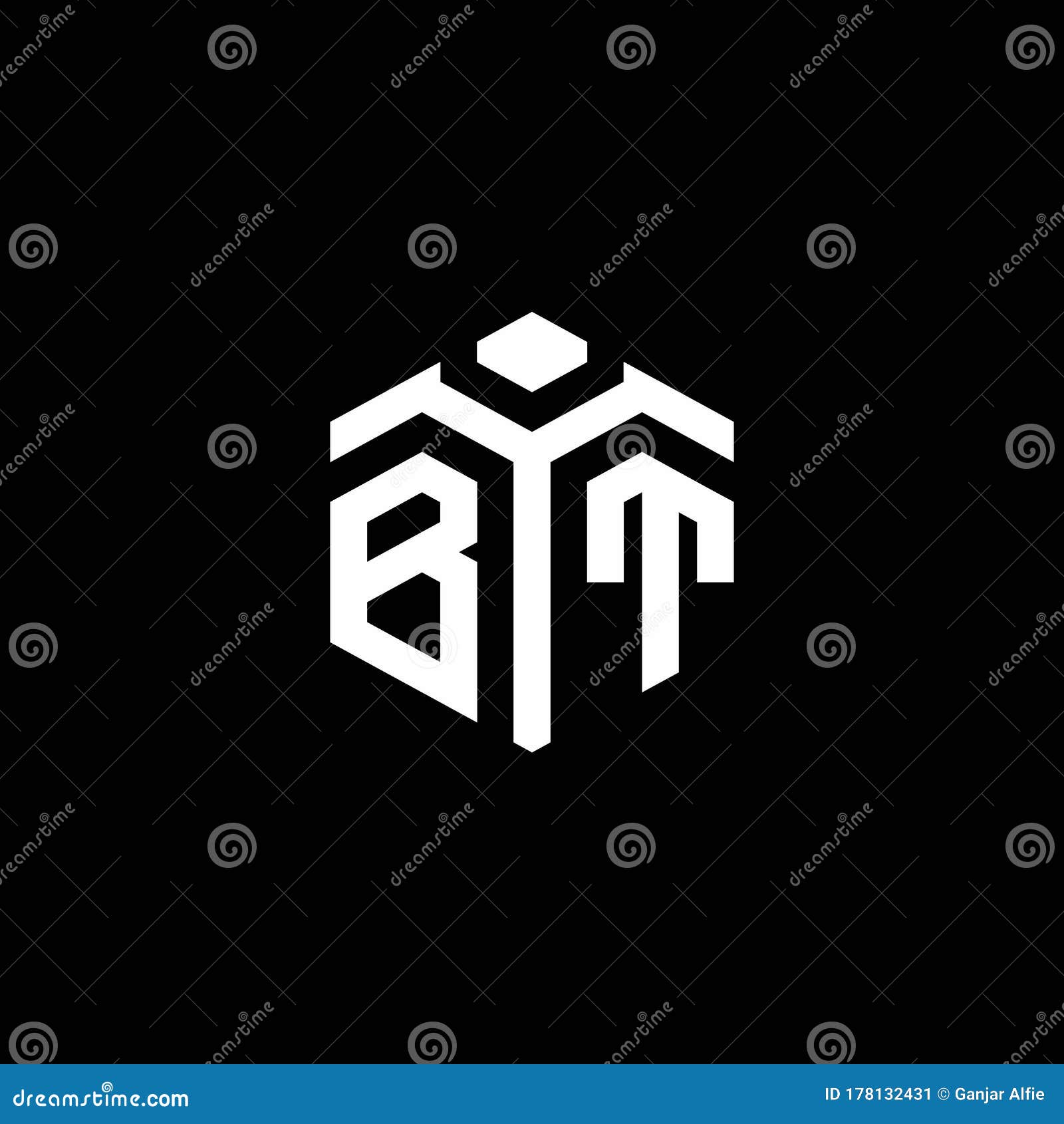 BT Monogram Logo with Abstract Hexagon Style Design Template Stock ...