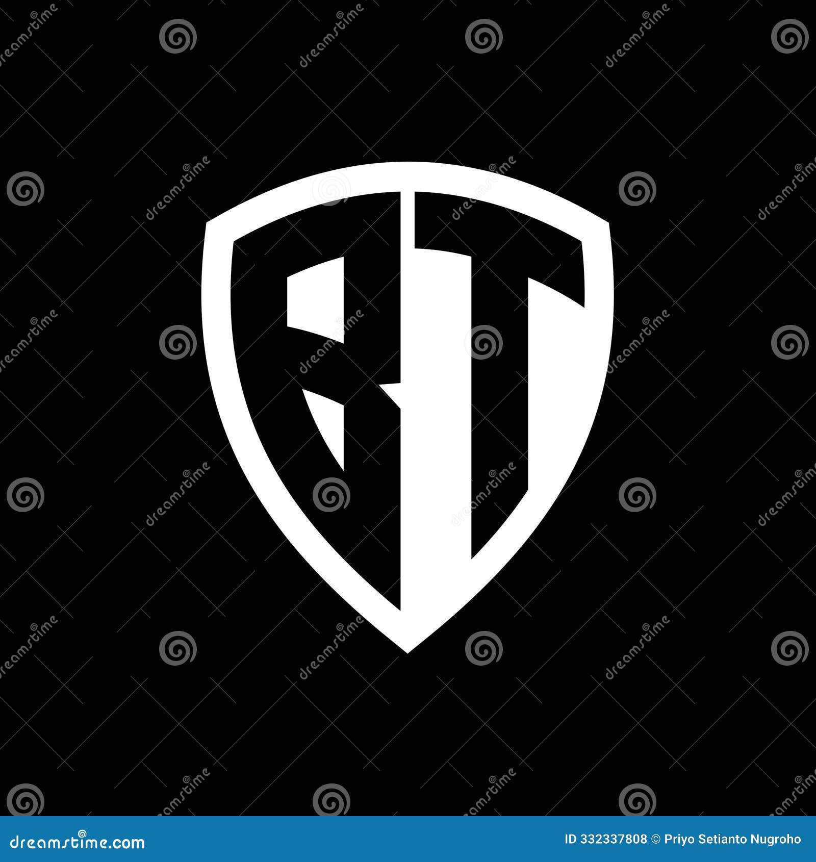 BT Monogram Logo with Bold Letters Shield Shape with Black and White ...