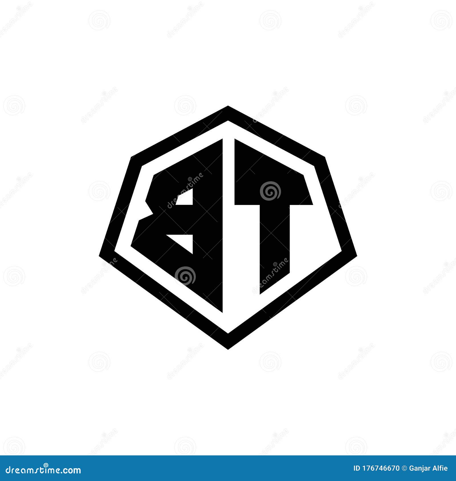 BT Monogram Logo with Hexagon Shape and Line Rounded Style Design ...