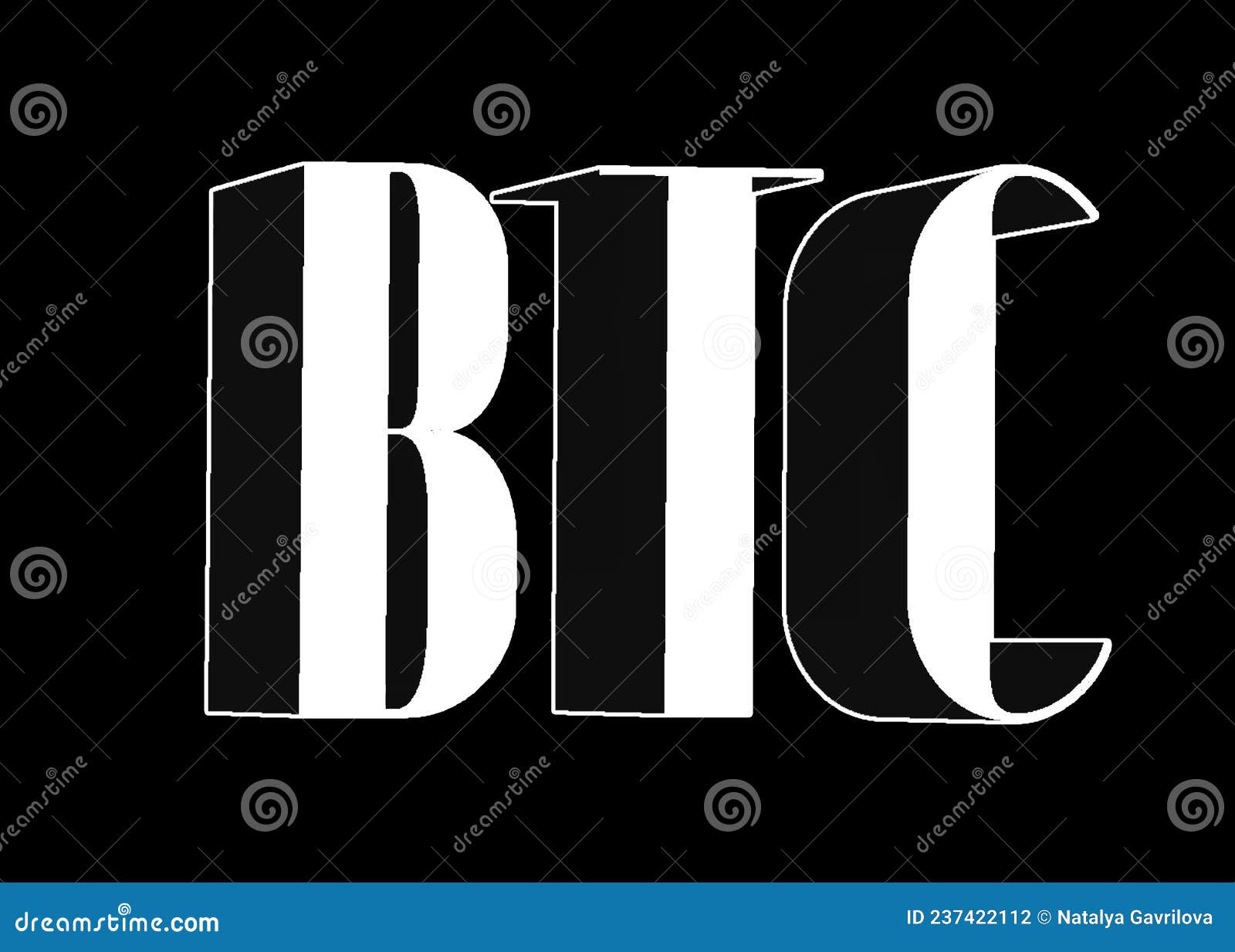 BTC Inscription in 3D Effect, Bitcoin Symbol Stock Illustration ...