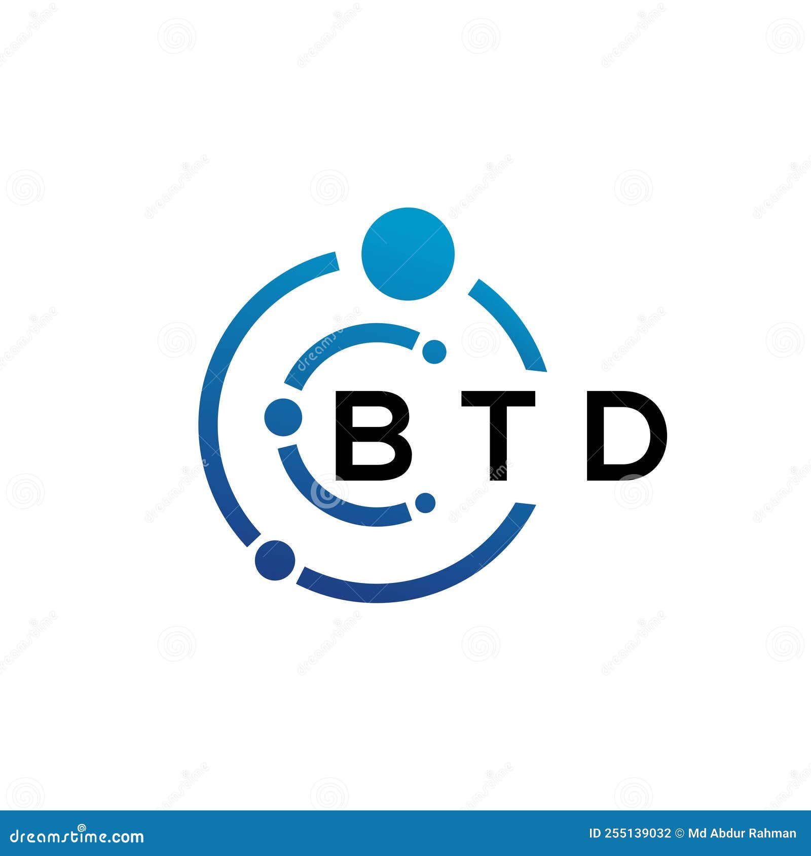 BTD Letter Logo Design on White Background. BTD Creative Initials ...