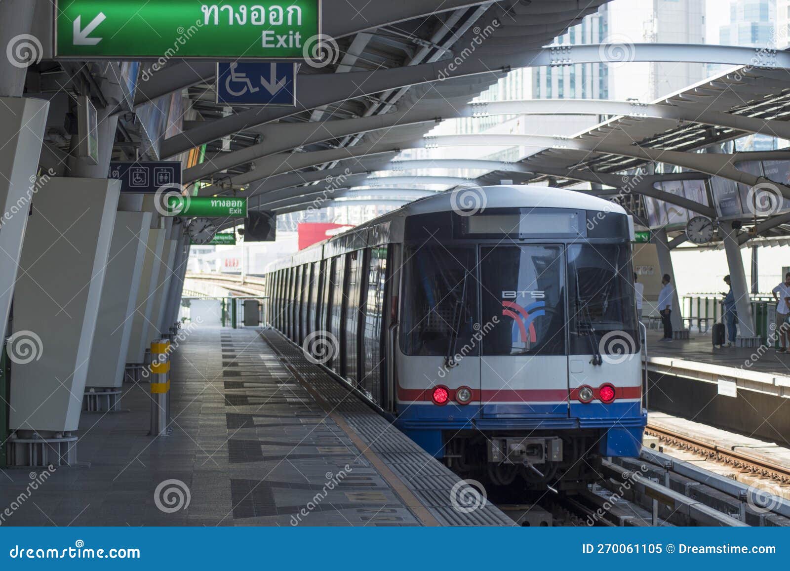 BTS Sky Train Approaches the Station Platform in Bangkok Editorial ...