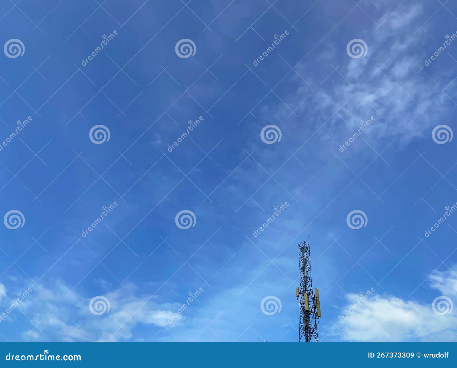 The Bts or Telecommunications Tower with a Bright Blue Sky As a ...