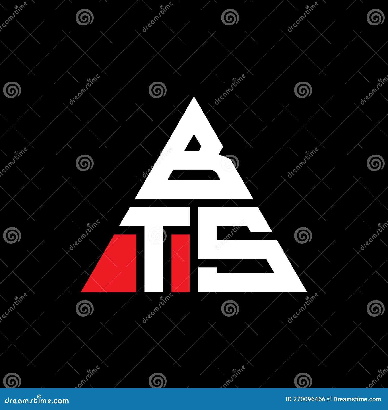 BTS Triangle Letter Logo Design with Triangle Shape. BTS Triangle Logo ...