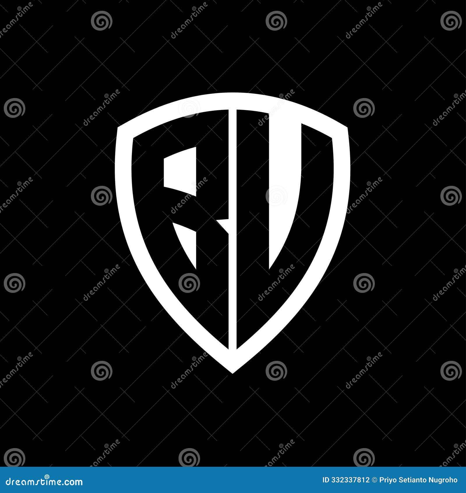 BU Monogram Logo with Bold Letters Shield Shape with Black and White ...