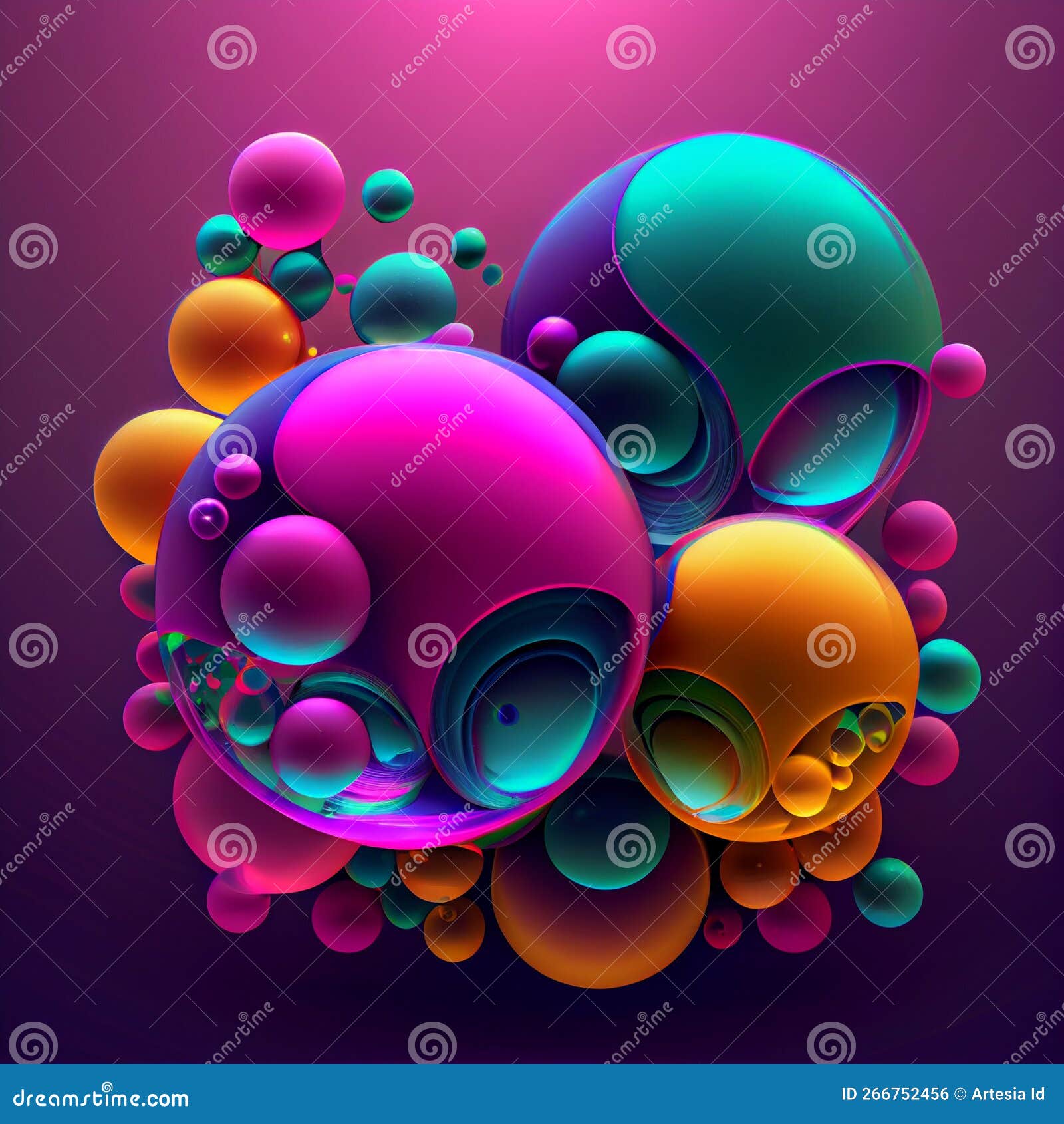 Bubble Abstract 3D Render of Colorful Bubbles Stock Illustration ...