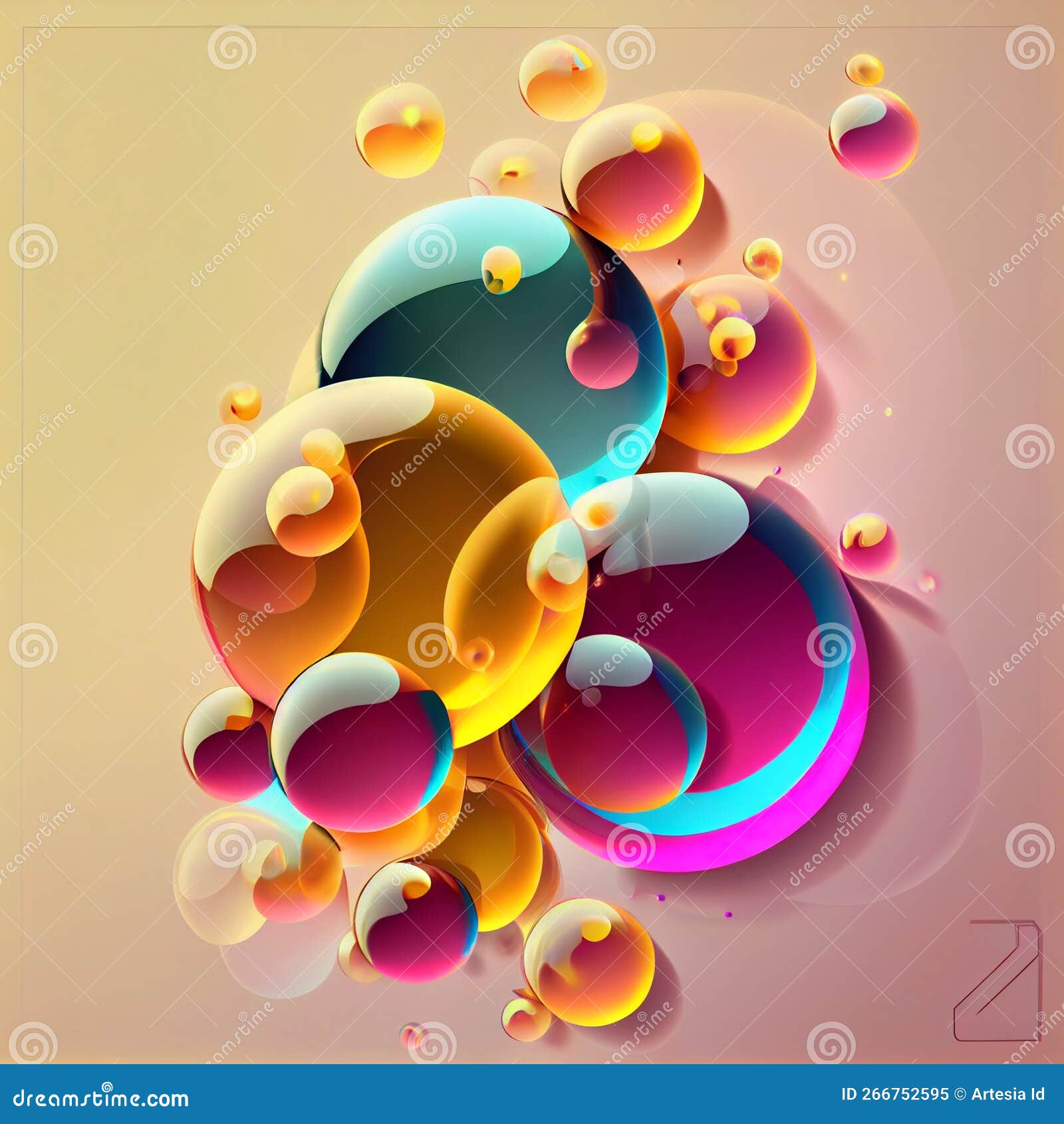 Bubble Abstract 3D Render of Colorful Bubbles Stock Illustration ...