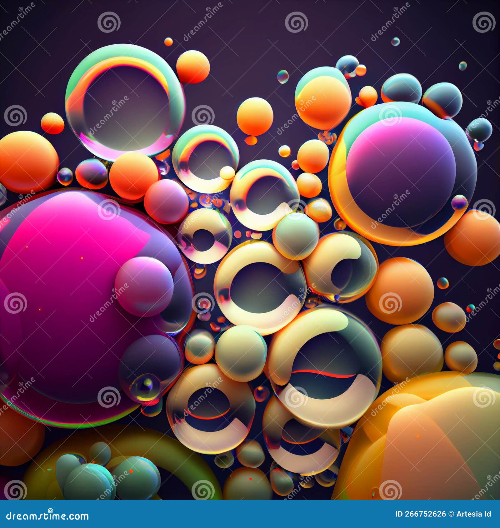 Bubble Abstract 3D Render of Colorful Bubbles Stock Illustration ...