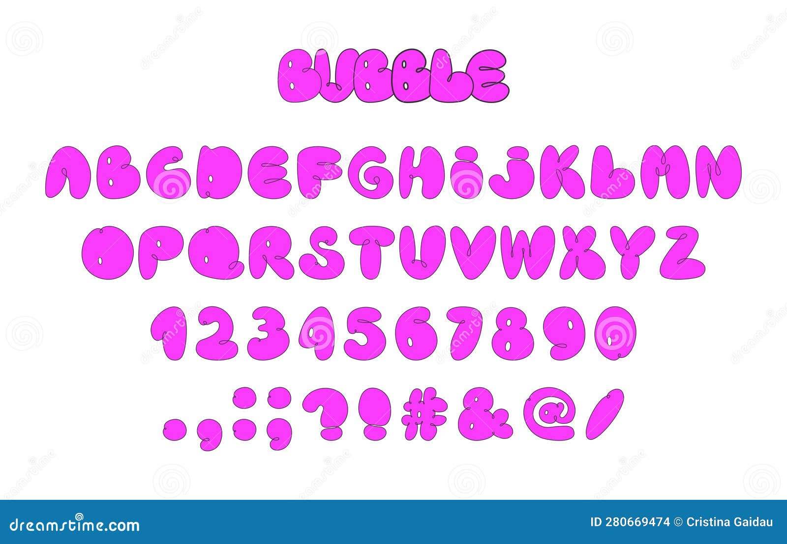 Bubble Alphabet Graffiti Font with Outline Vector Illustration Stock ...