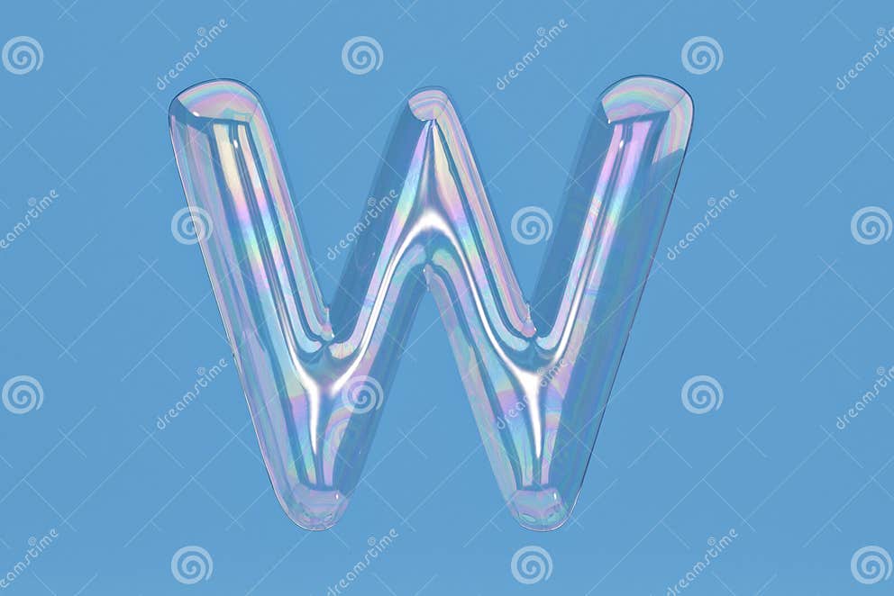 Bubble Alphabet W on Blue Background Include Path.3D Illustration Stock ...