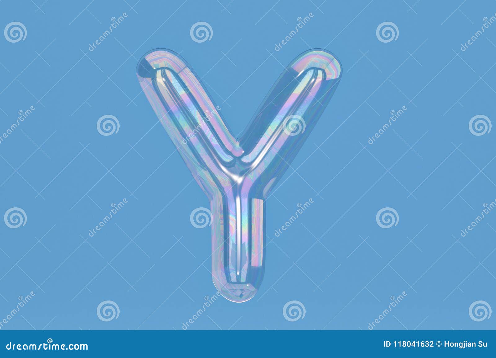 Bubble Alphabet Y on Blue Background Include Path.3D Illustration Stock ...