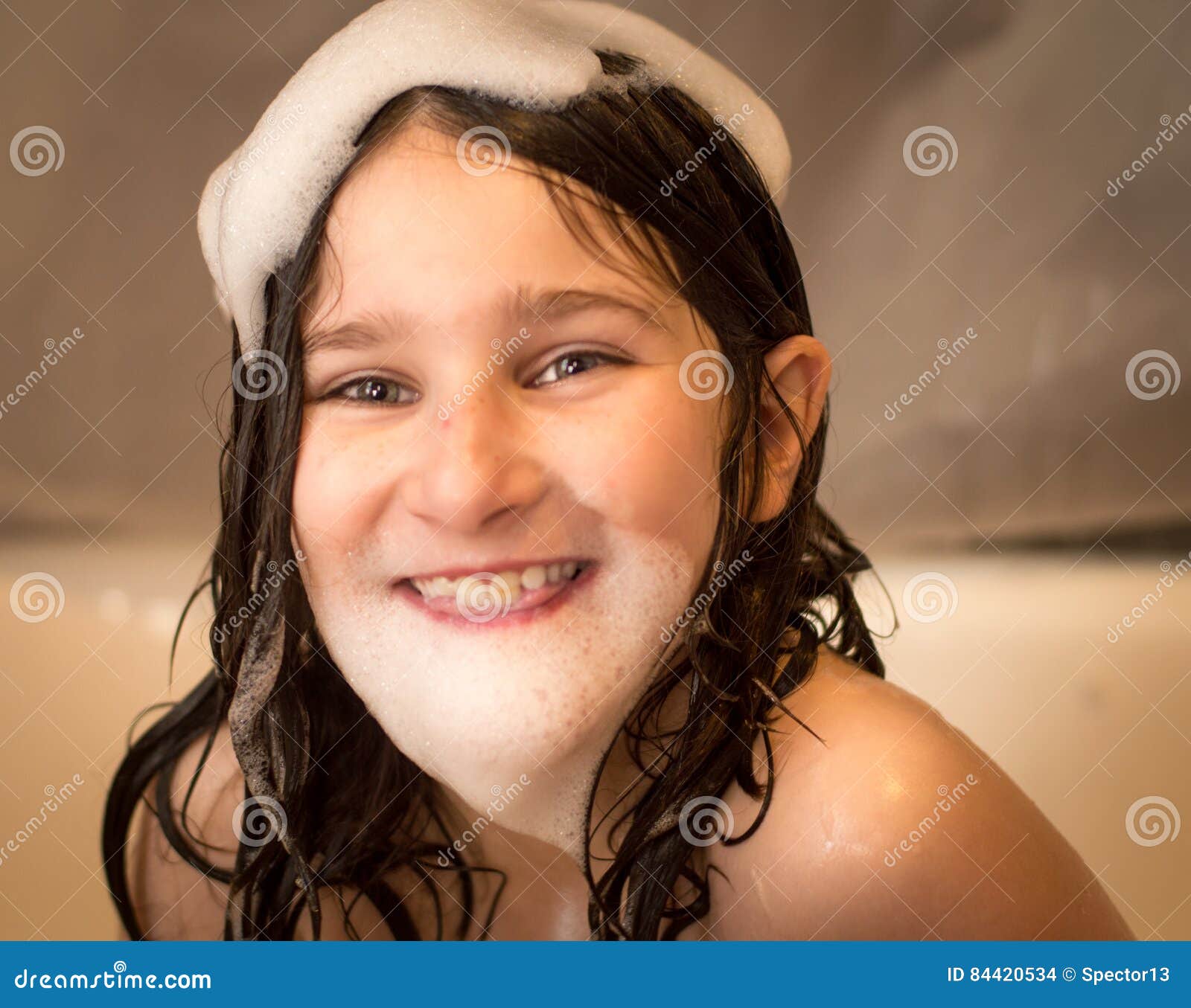 Bubble bath stock photo. Image of emotion, bubbles, hair - 84420534