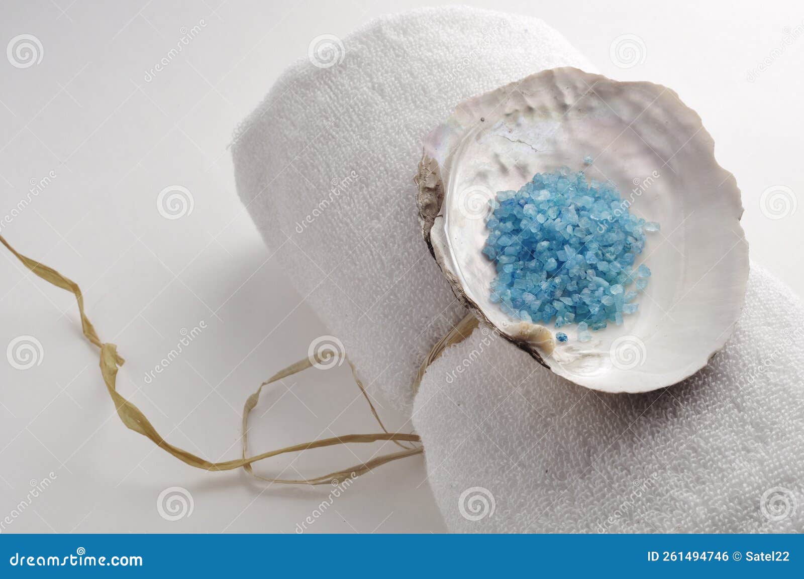 A Towel and Bath Granuals from the Exotic Spa. Stock Photo - Image of ...