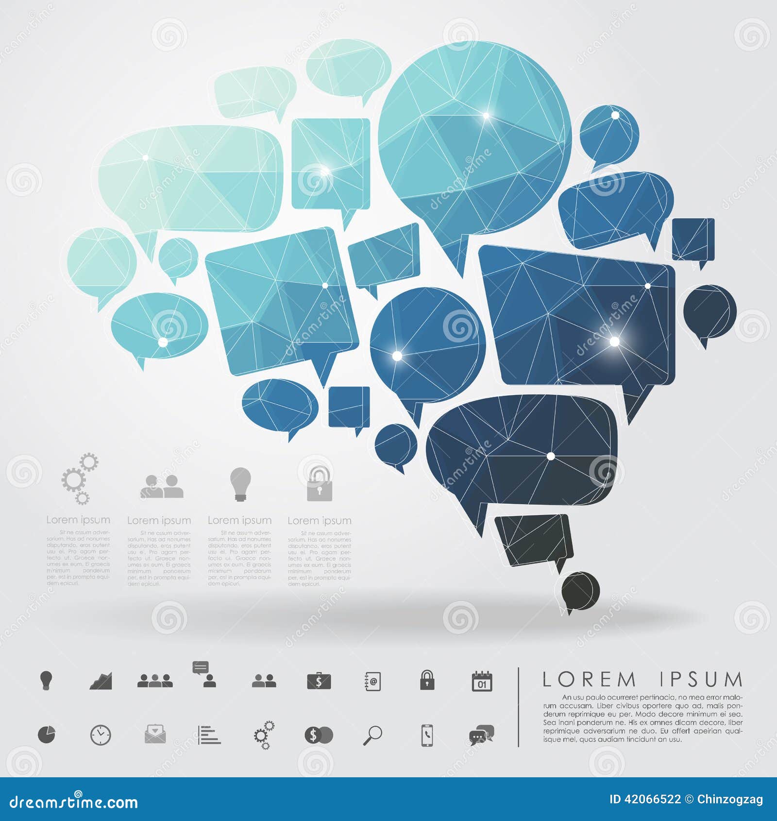 Bubble Brain Geometry with Business Icon Stock Vector - Illustration of ...