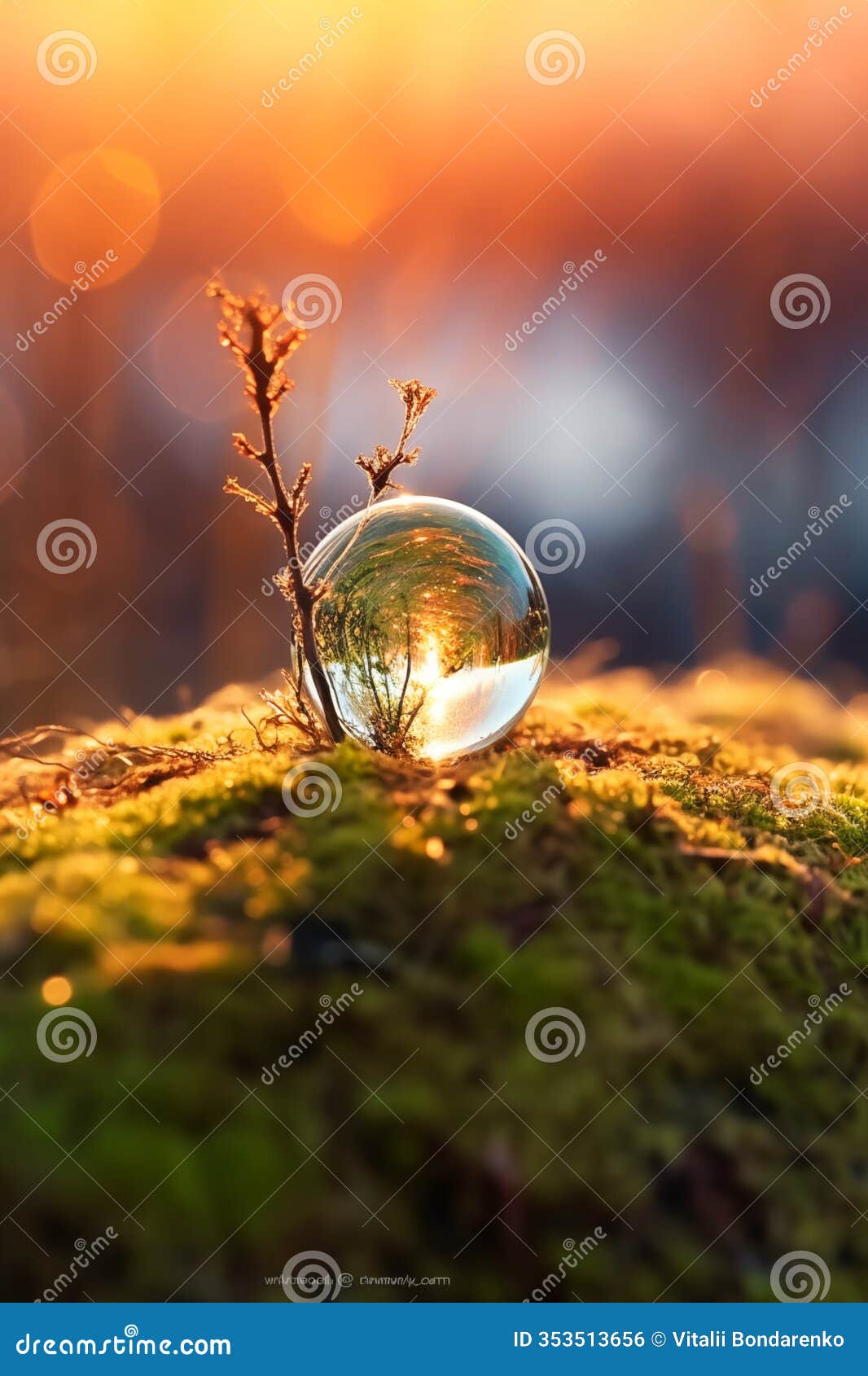 Bubble on a Branch in Golden Light. Stock Illustration - Illustration ...