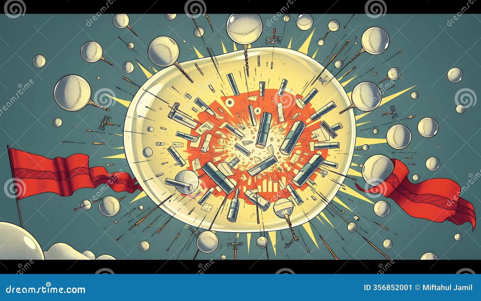 Bubble Burst Illustration Depicting Sudden Economic Collapse Stock ...