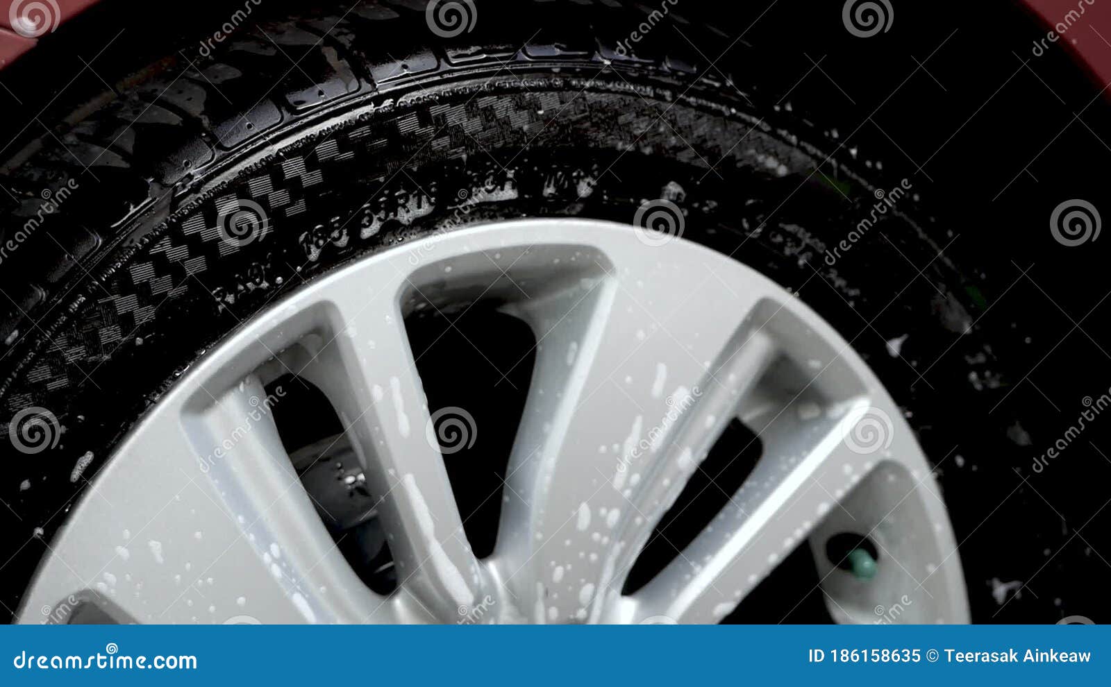 Bubble on the Car`s Alloy Wheels during the Washing Car Process ...