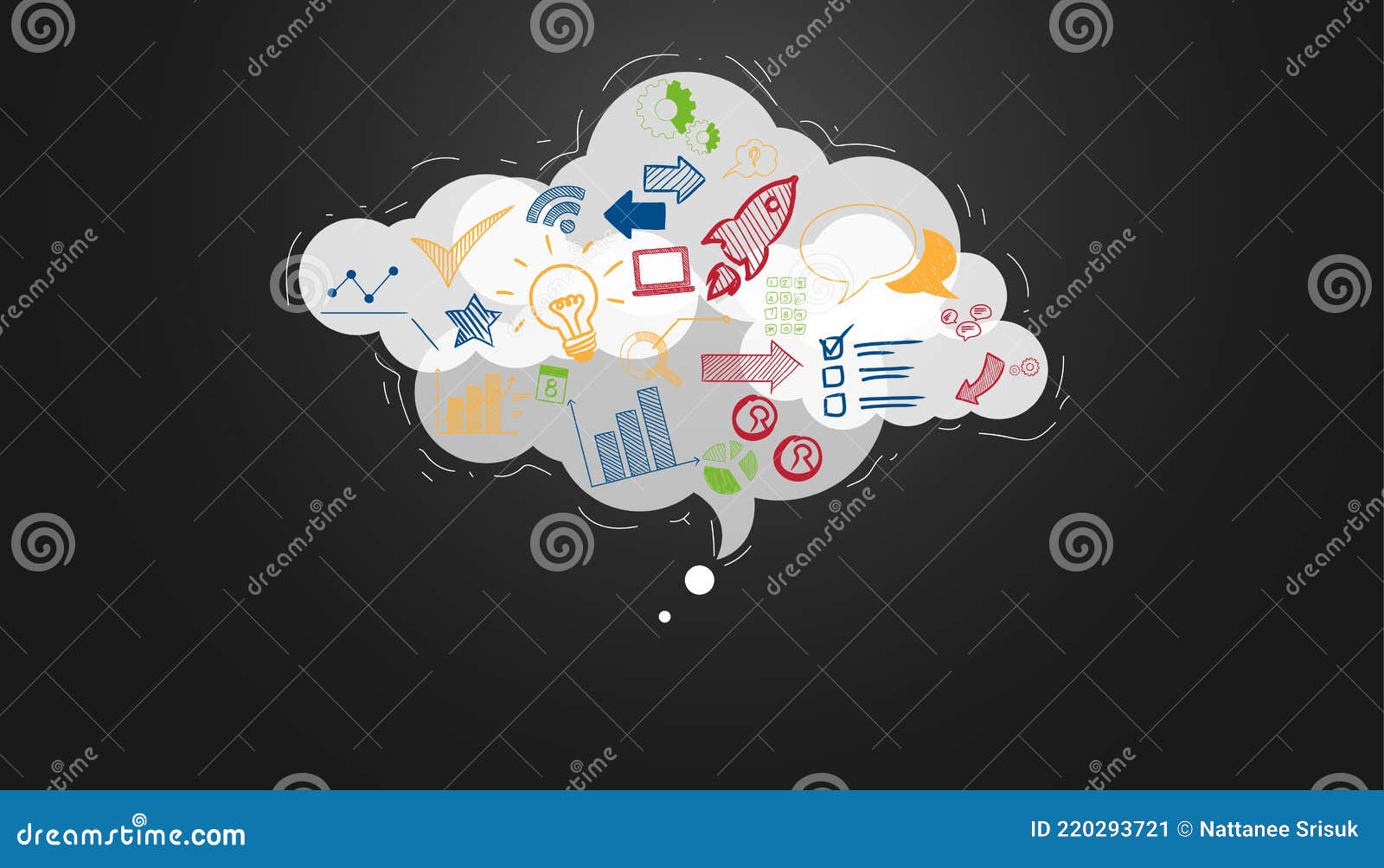 Bubble Chart Education Think Analyze Creative Startup.illustration ...