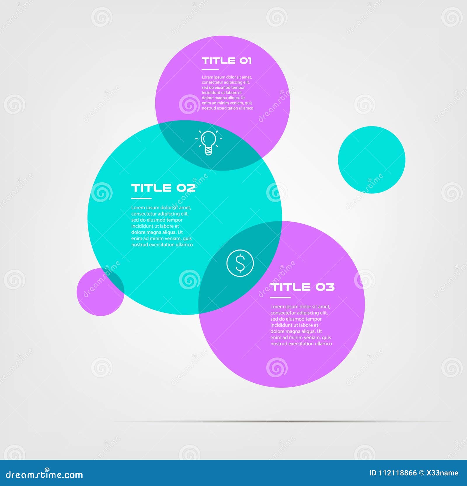 Bubble Chart With Elements Venn Diagram Infographics For Three Circle ...