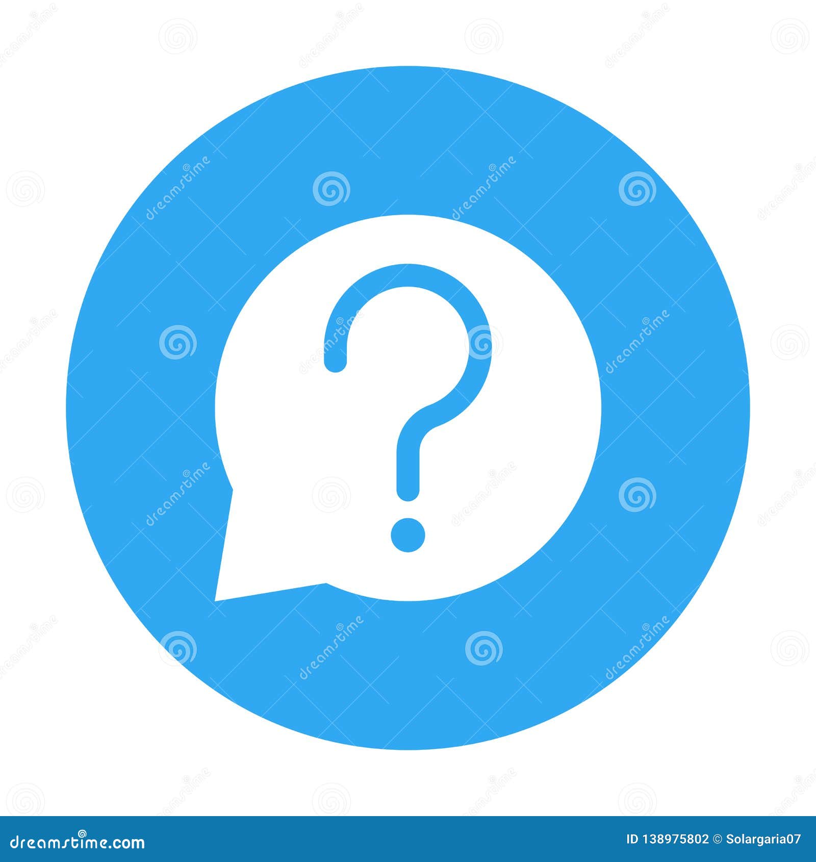 Bubble Chat with Question Sign in Blue Circle on White Background ...
