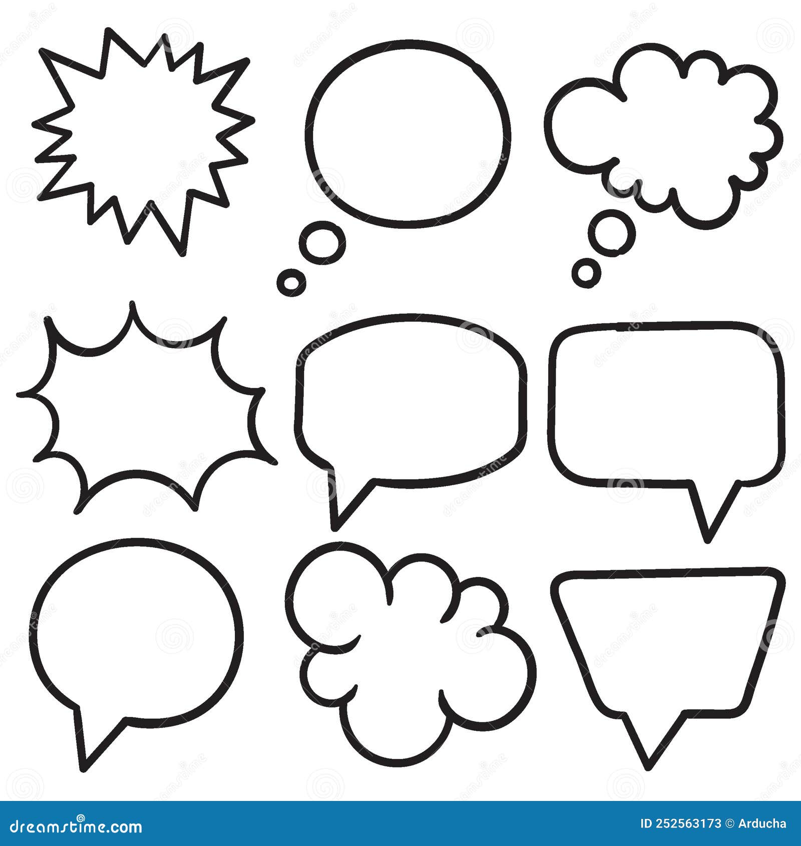 Bubble Chat Set Vector Collection Art Hand Draw Stock Vector ...