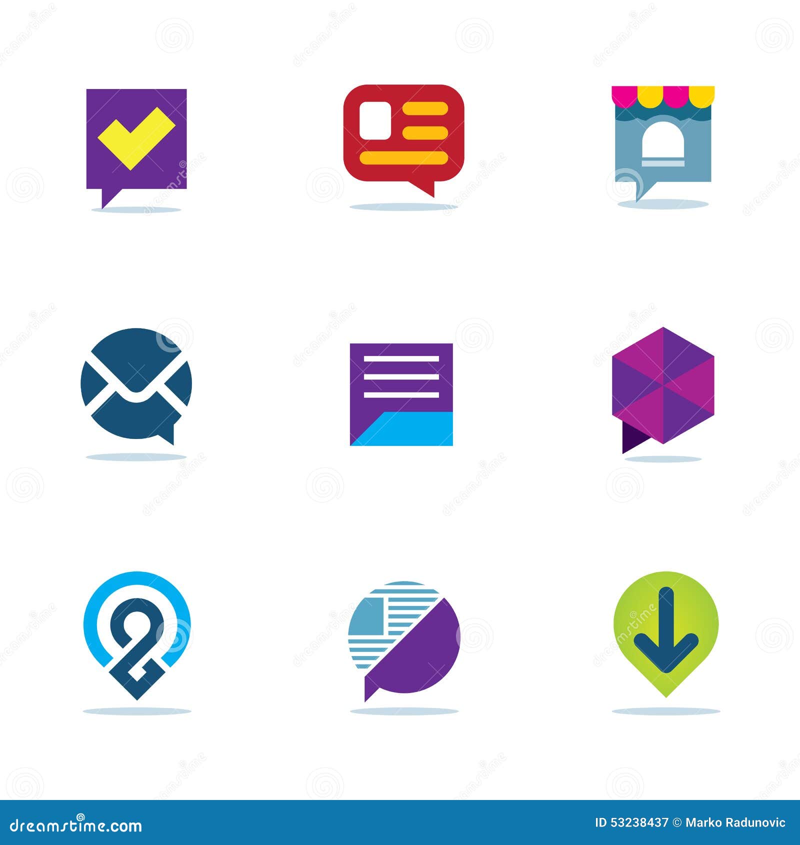 Bubble Chat Talk Dialogue Social Network Community Logo Icon Set Stock ...