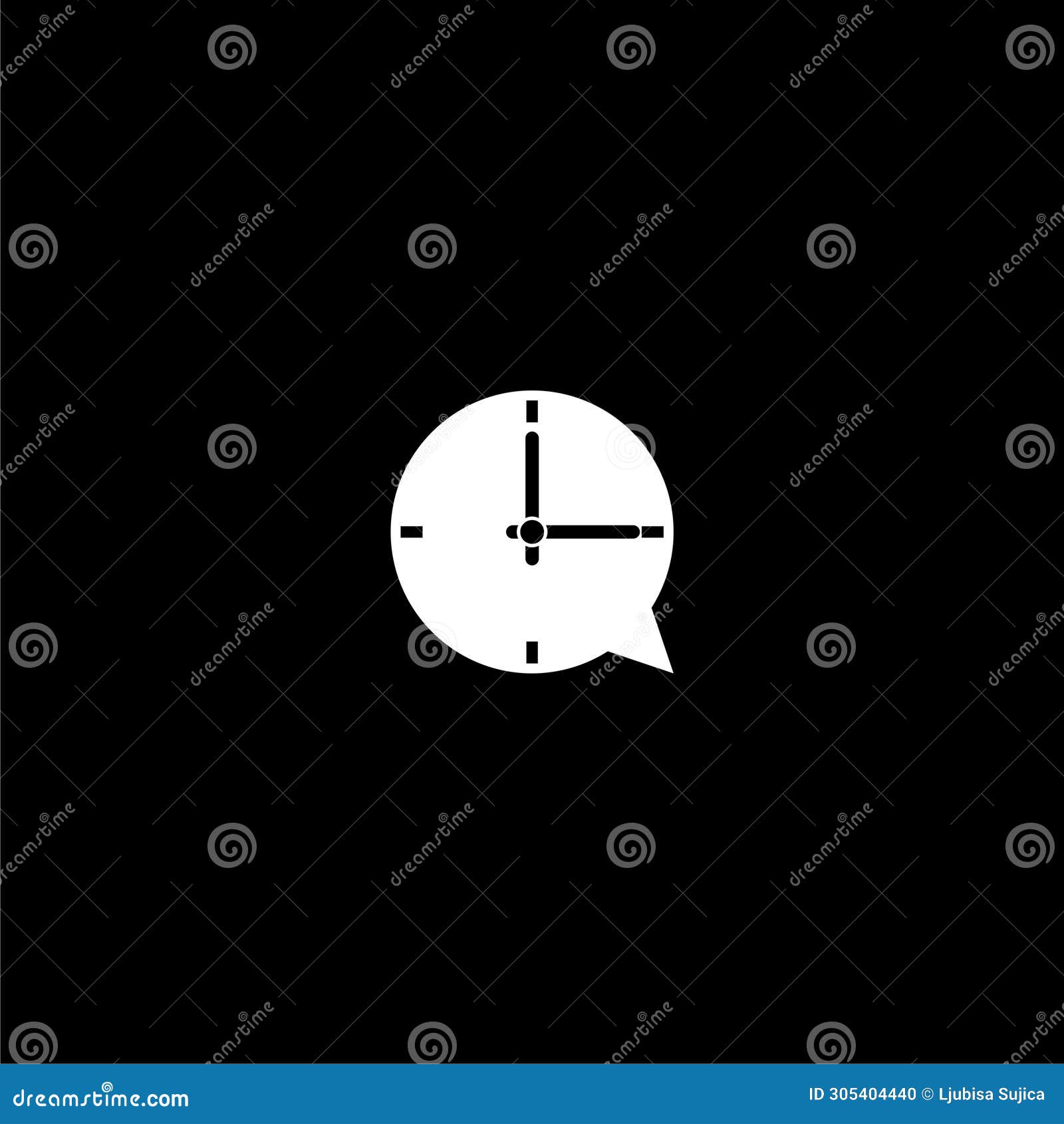 Bubble Chat Time Clock Schedule Icon Isolated on Dark Background Stock ...