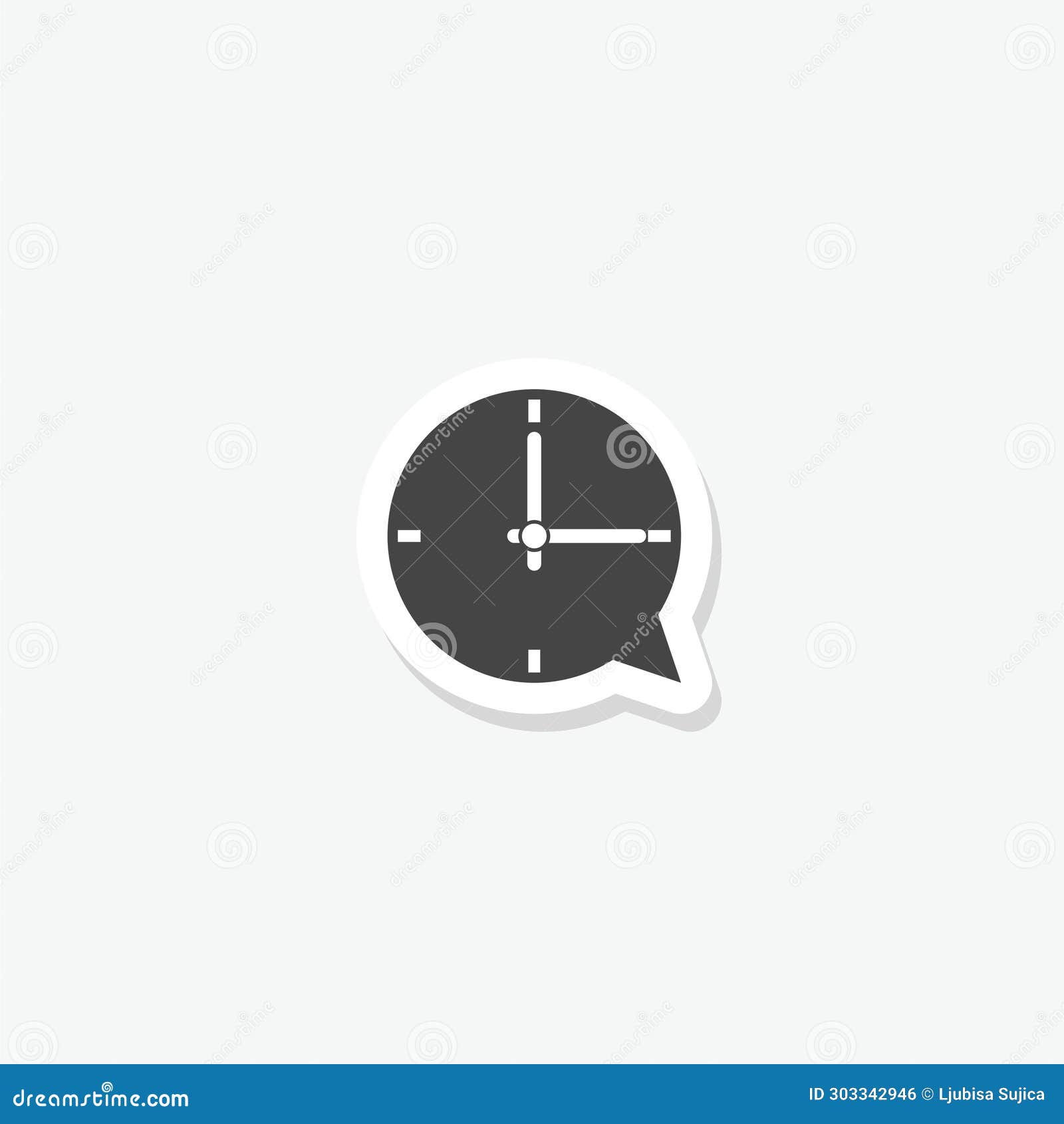 Bubble Chat Time Clock Schedule Icon Sticker Isolated on Gray ...