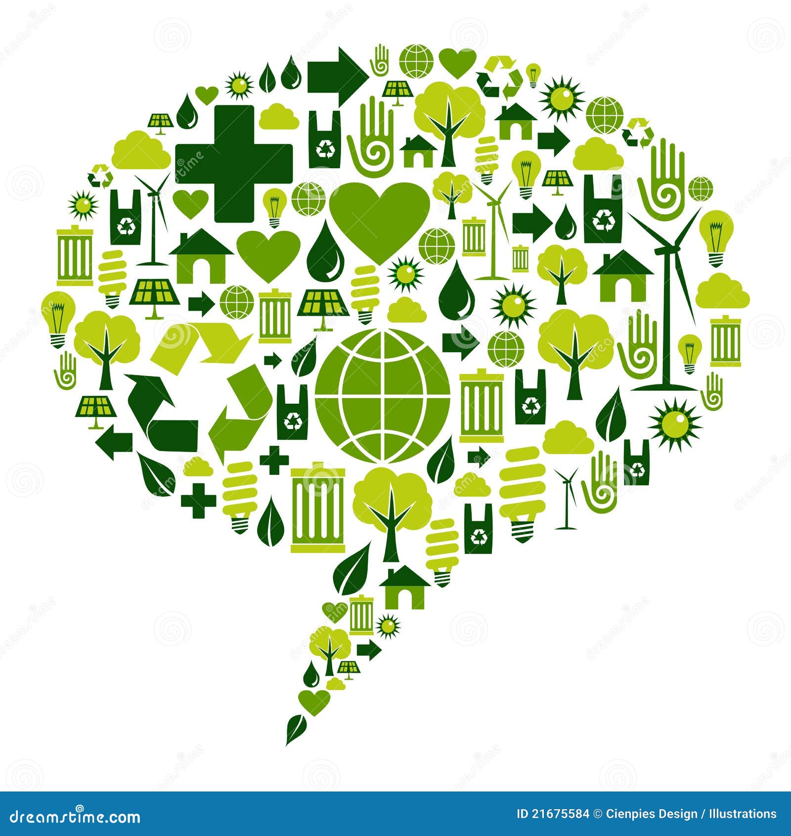Bubble Dialogue with Environmental Icons Stock Vector - Illustration of ...