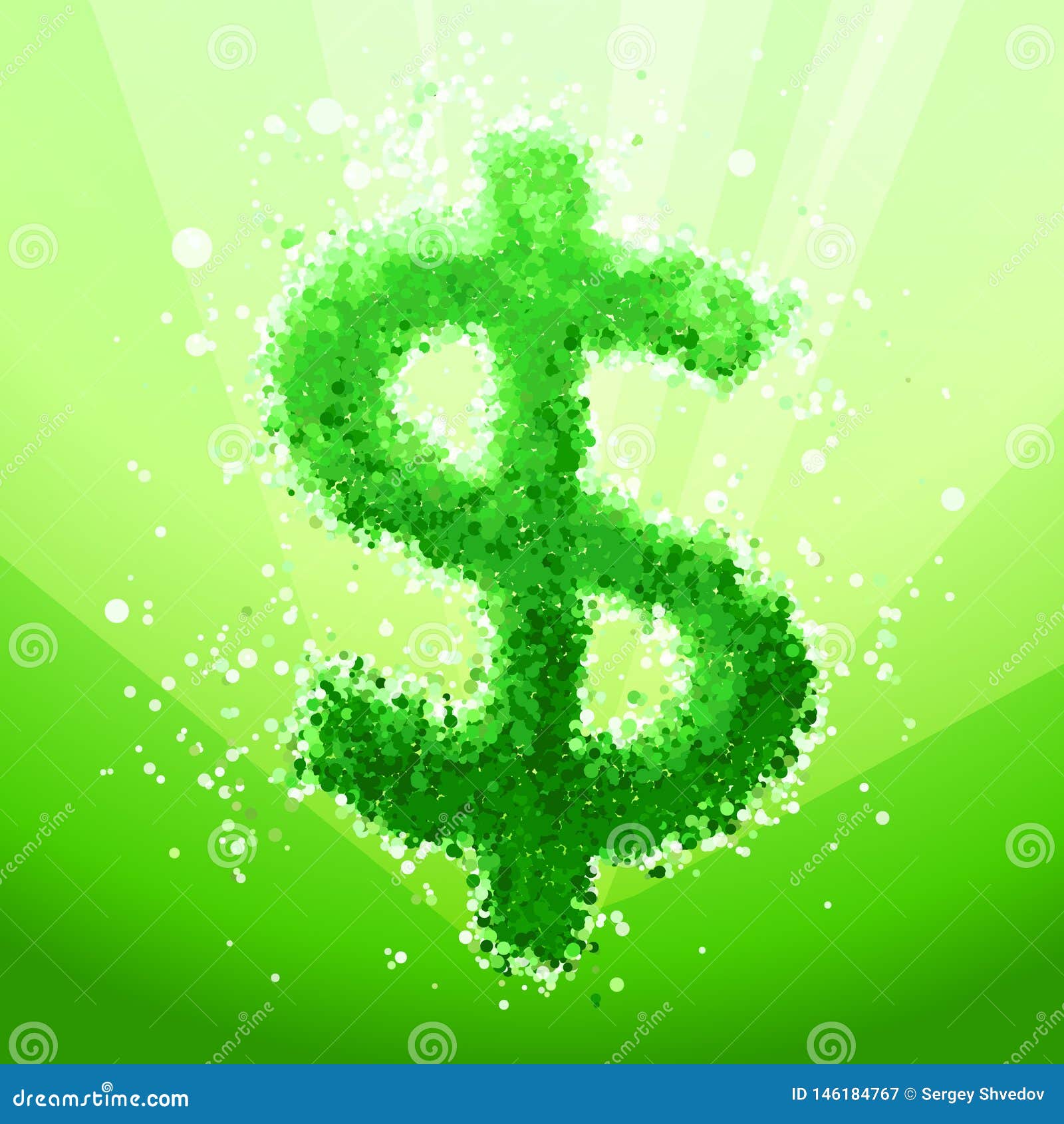 Bubble Dollar Sign on a Green Background Stock Vector - Illustration of ...