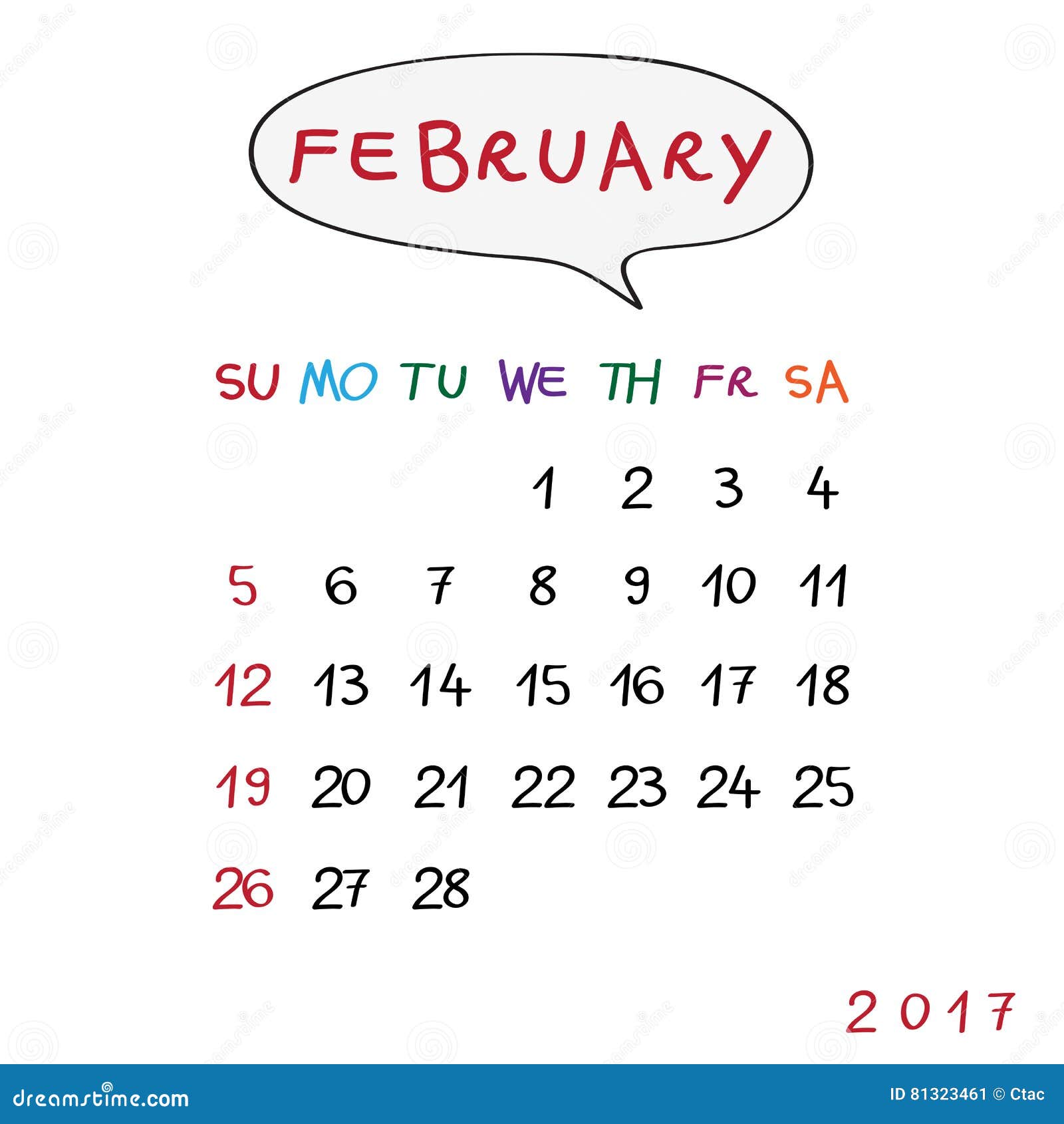 Bubble february 2017 stock illustration. Illustration of agenda - 81323461