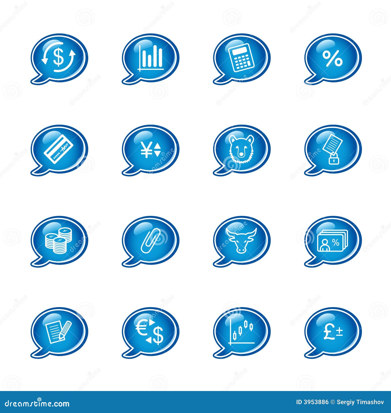Bubble finance icons stock vector. Illustration of blue - 3953886