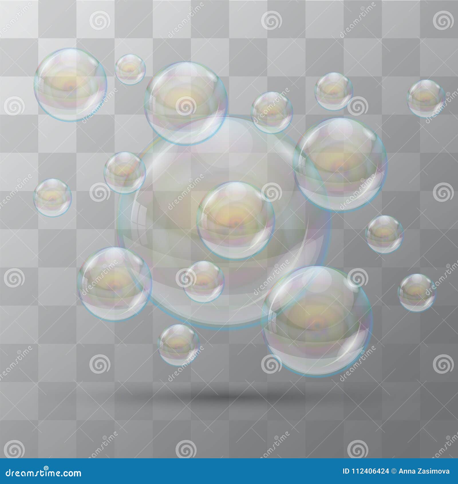 Bubbles On A Transparent Background. Transparent Spheres Of Light. Glow ...