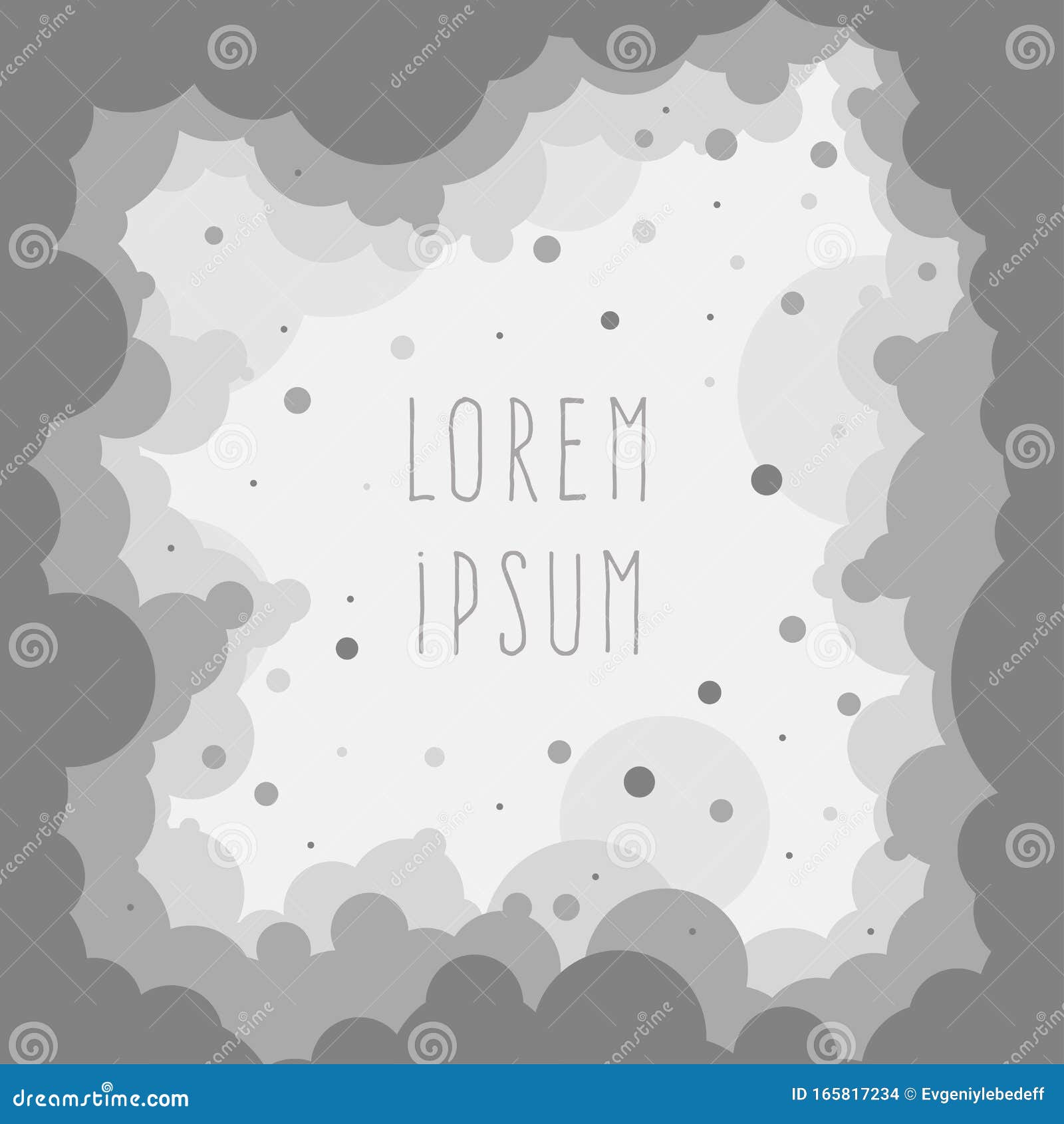 Bubble Frame with Sample Text. Abstract Grayscale Clouds Stock Vector ...