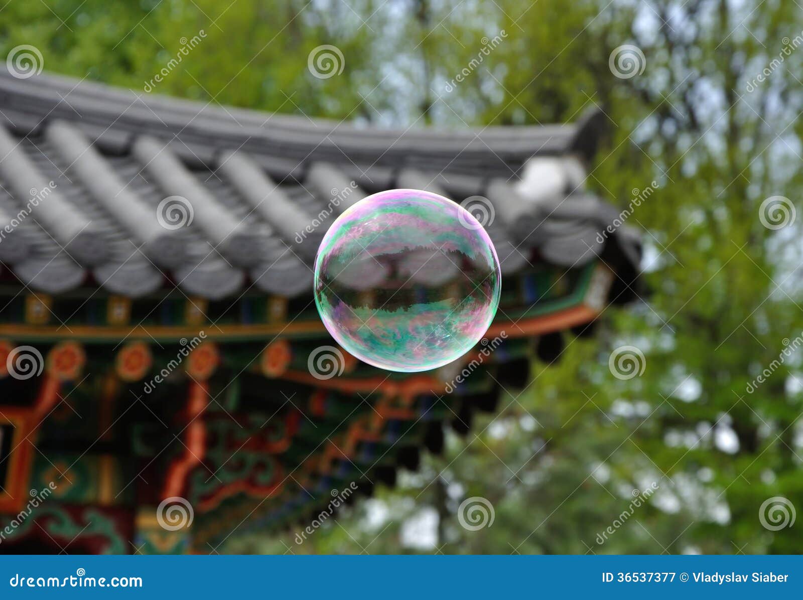 Bubble in Front of Roof of Oriental Arbor Stock Image - Image of gray ...