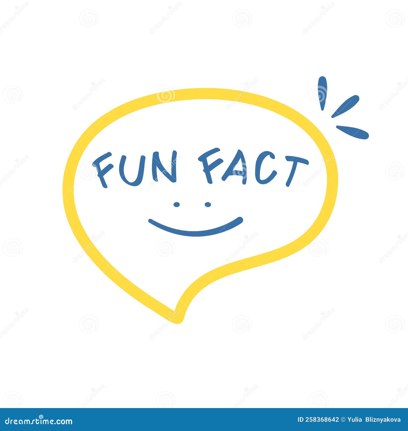 Bubble with Fun Fact Text. Linear Vector Illustration of an Emoticon in ...