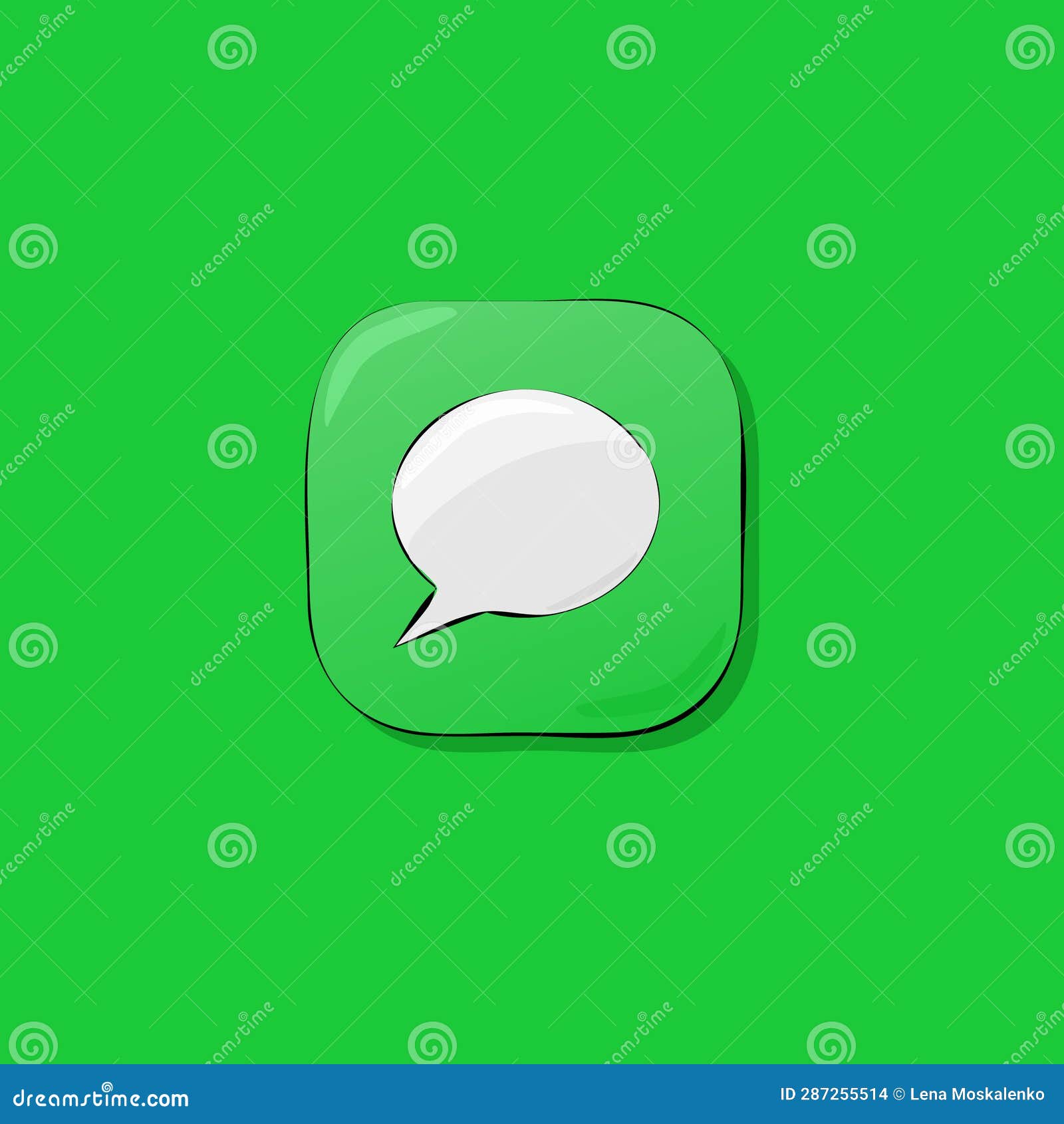 Bubble Green Chat Box, Social Media Simple Icon Stock Illustration ...