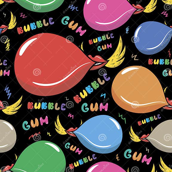 Bubble Gum Black Seamless Tecxture Stock Vector - Illustration of ...