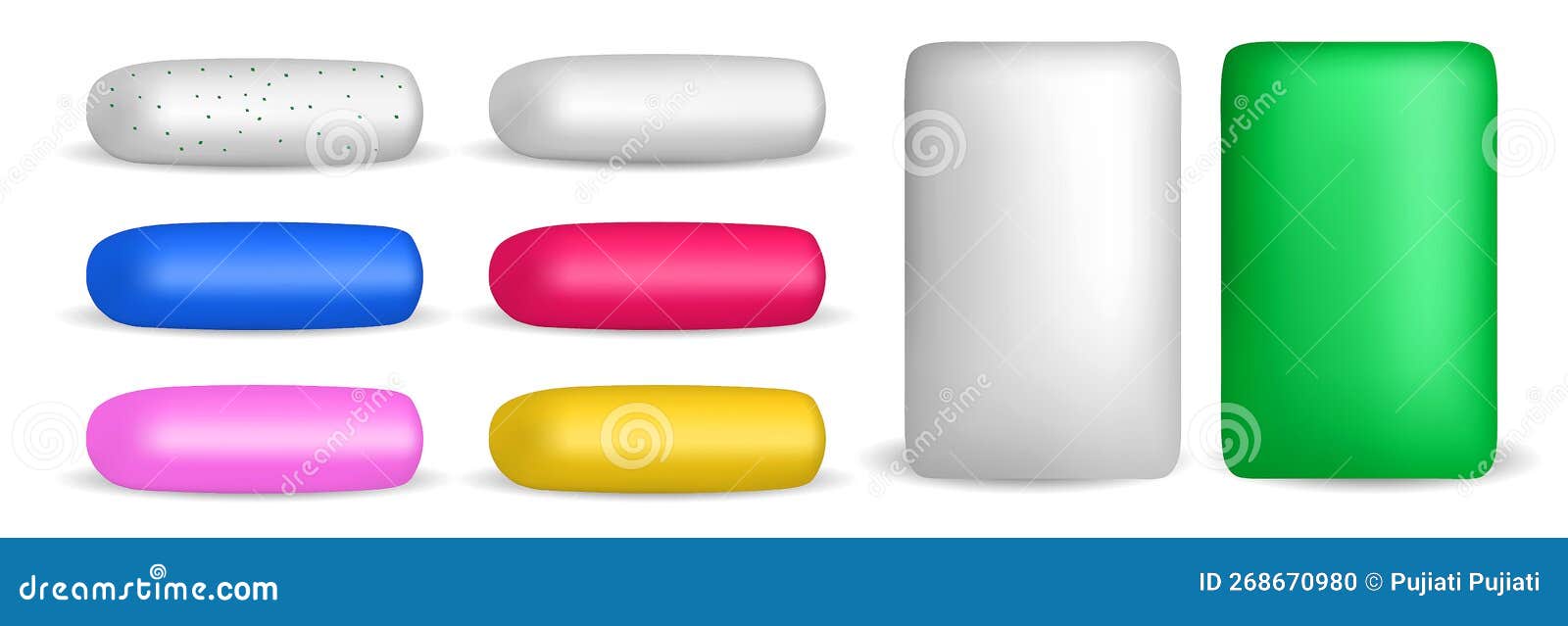 Colored Chewing Gum Pills Mockup Isolated 3d Illustration. Stock ...
