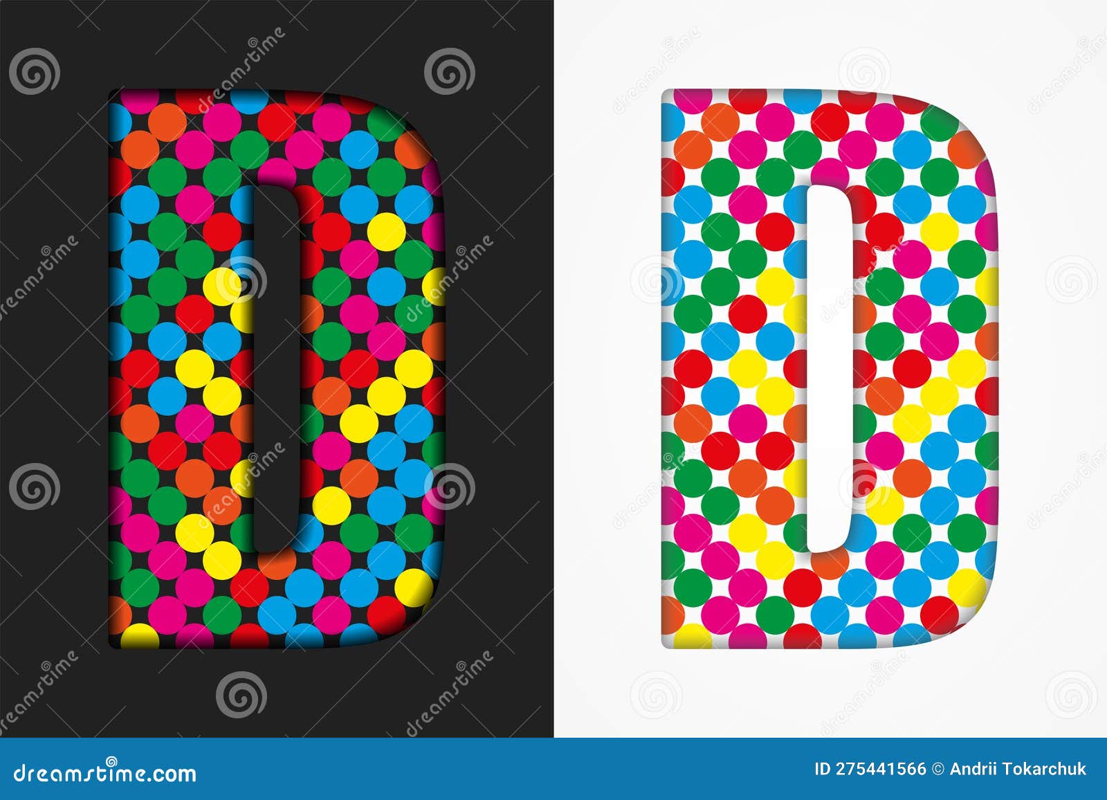Bubble Letter D. Glitter Character of Colored Dots Stock Vector ...