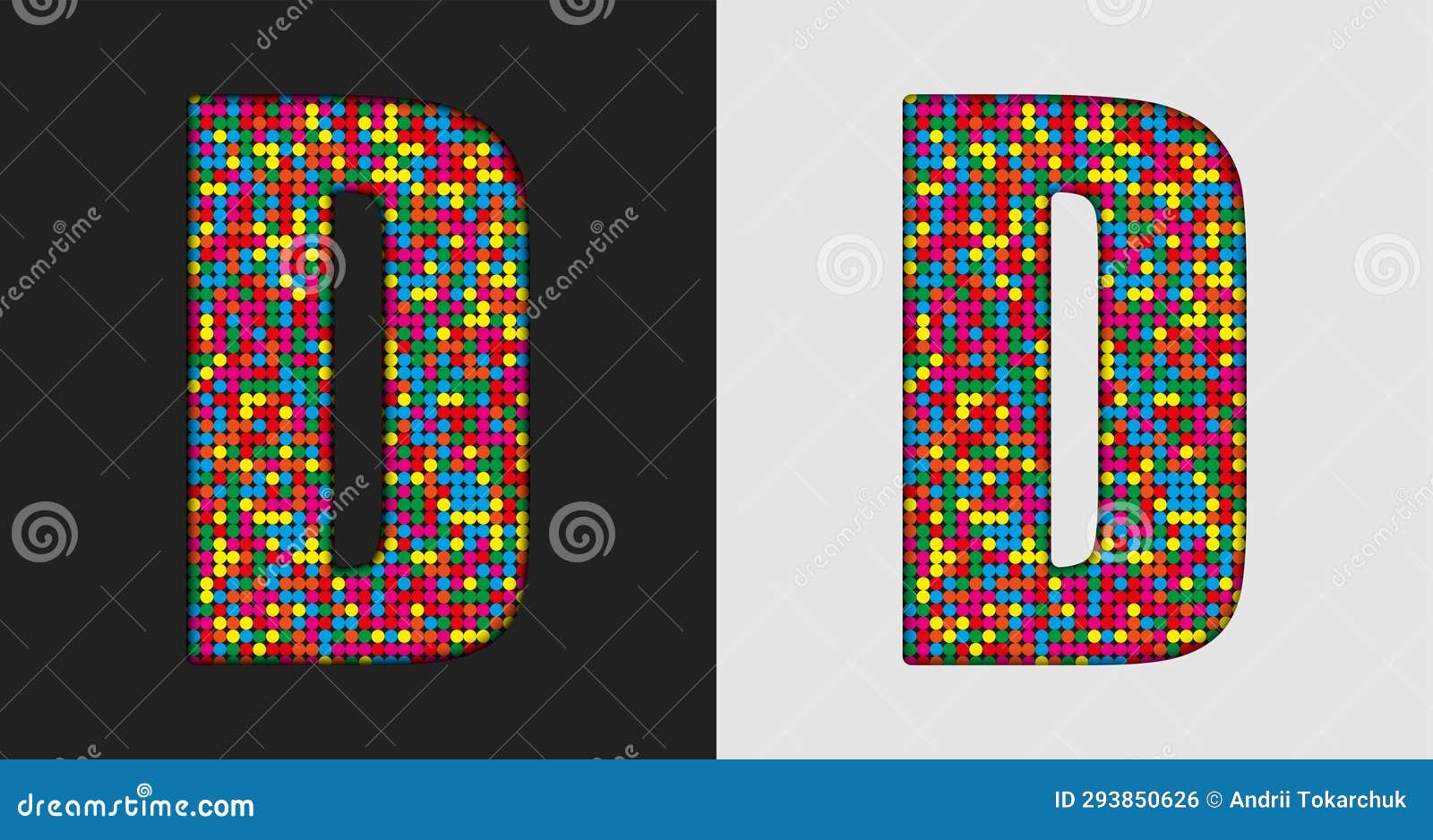 Bubble Letter D. Glitter Character of Colored Dots Stock Vector ...