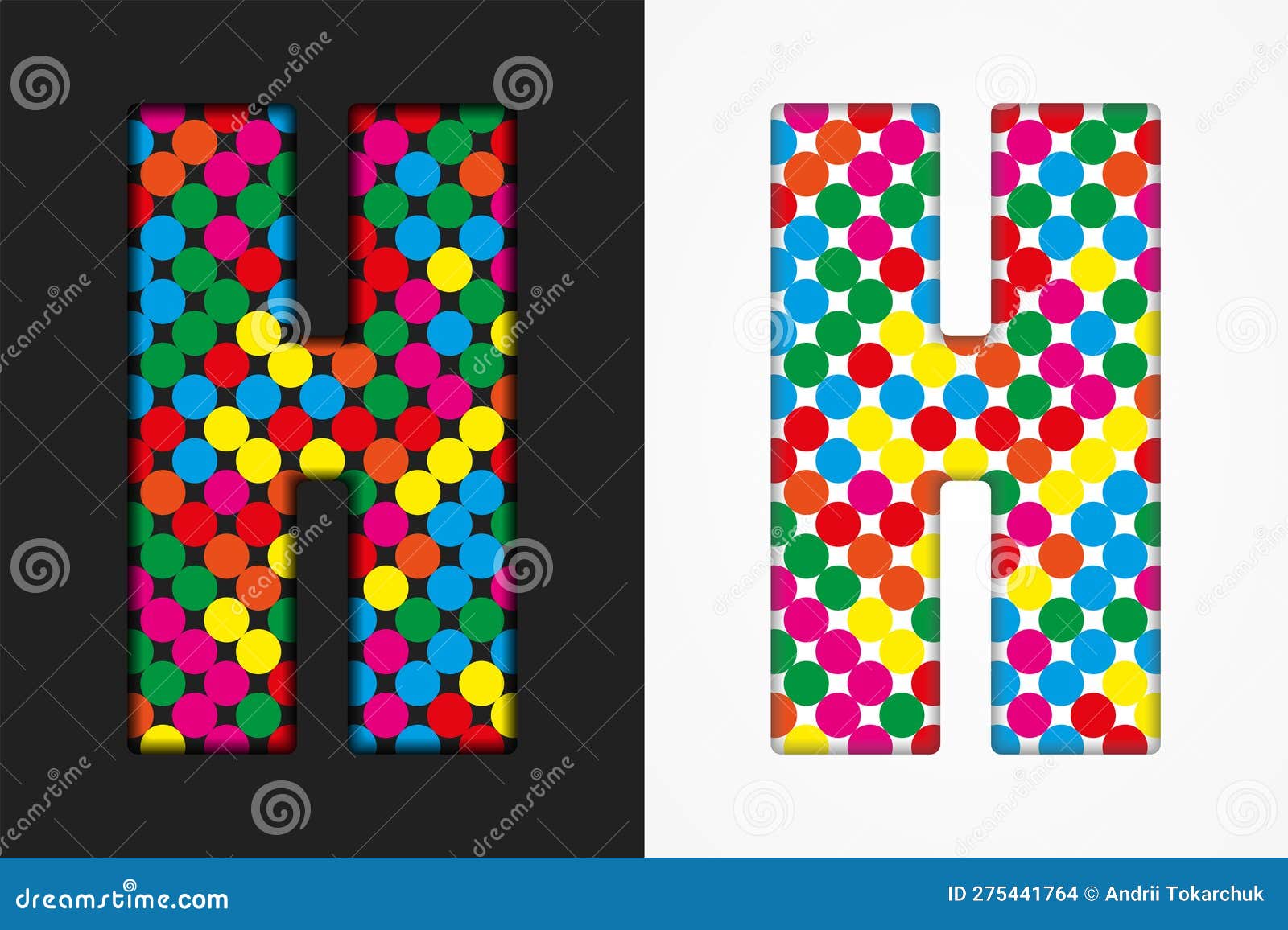 Bubble Letter H. Glitter Character of Colored Dots Stock Vector ...